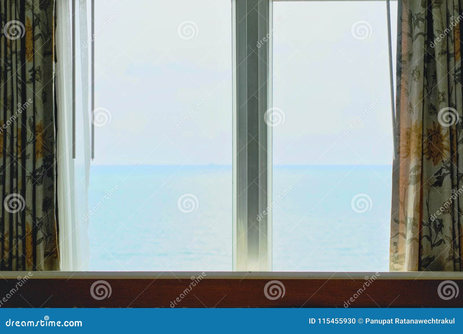 Window of the Hotel with Sea View . Stock Photo - Image of panel ...
