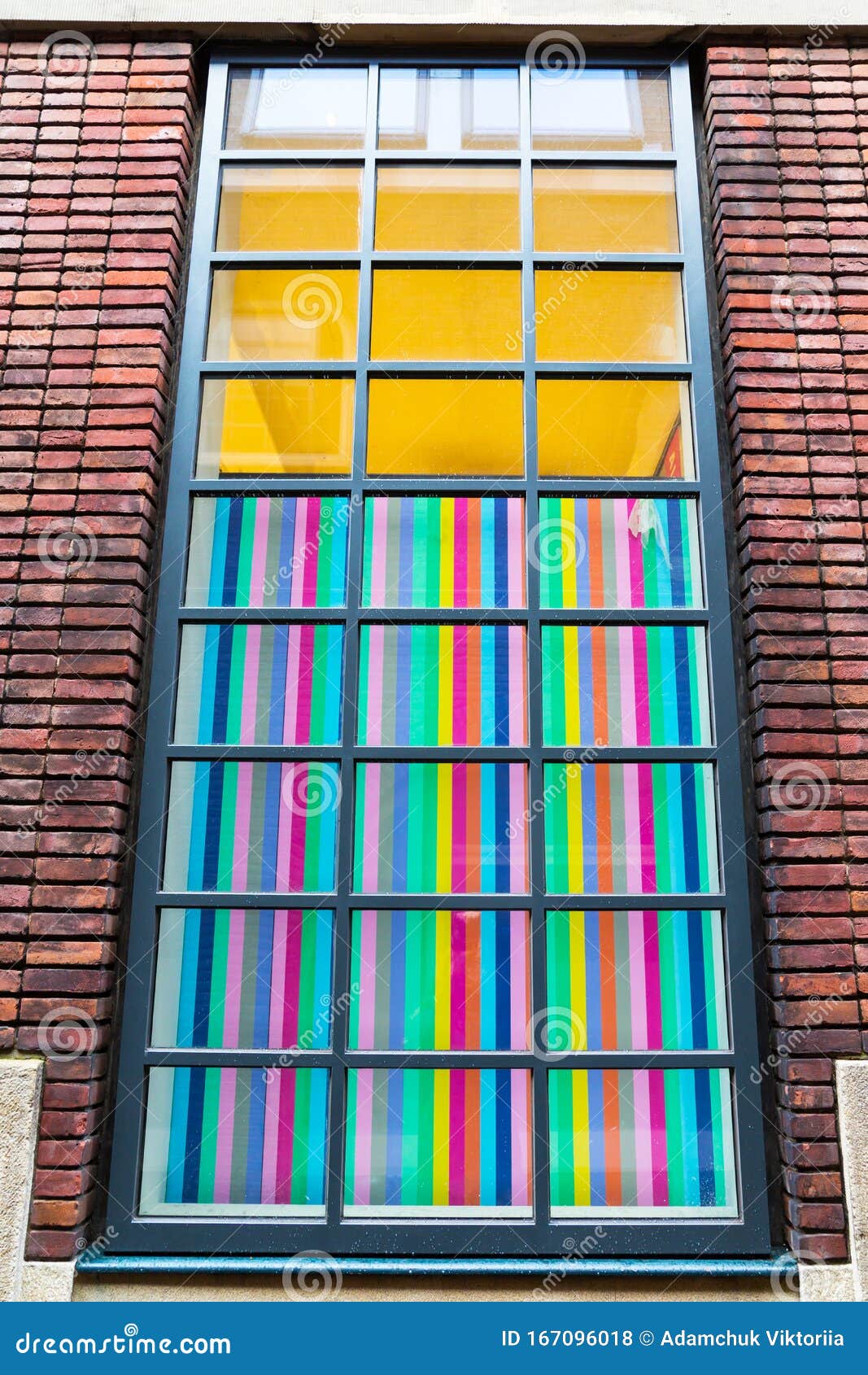 Window in a House with a Multi-colored Screen with Colored Ribbons 库存照片 ...