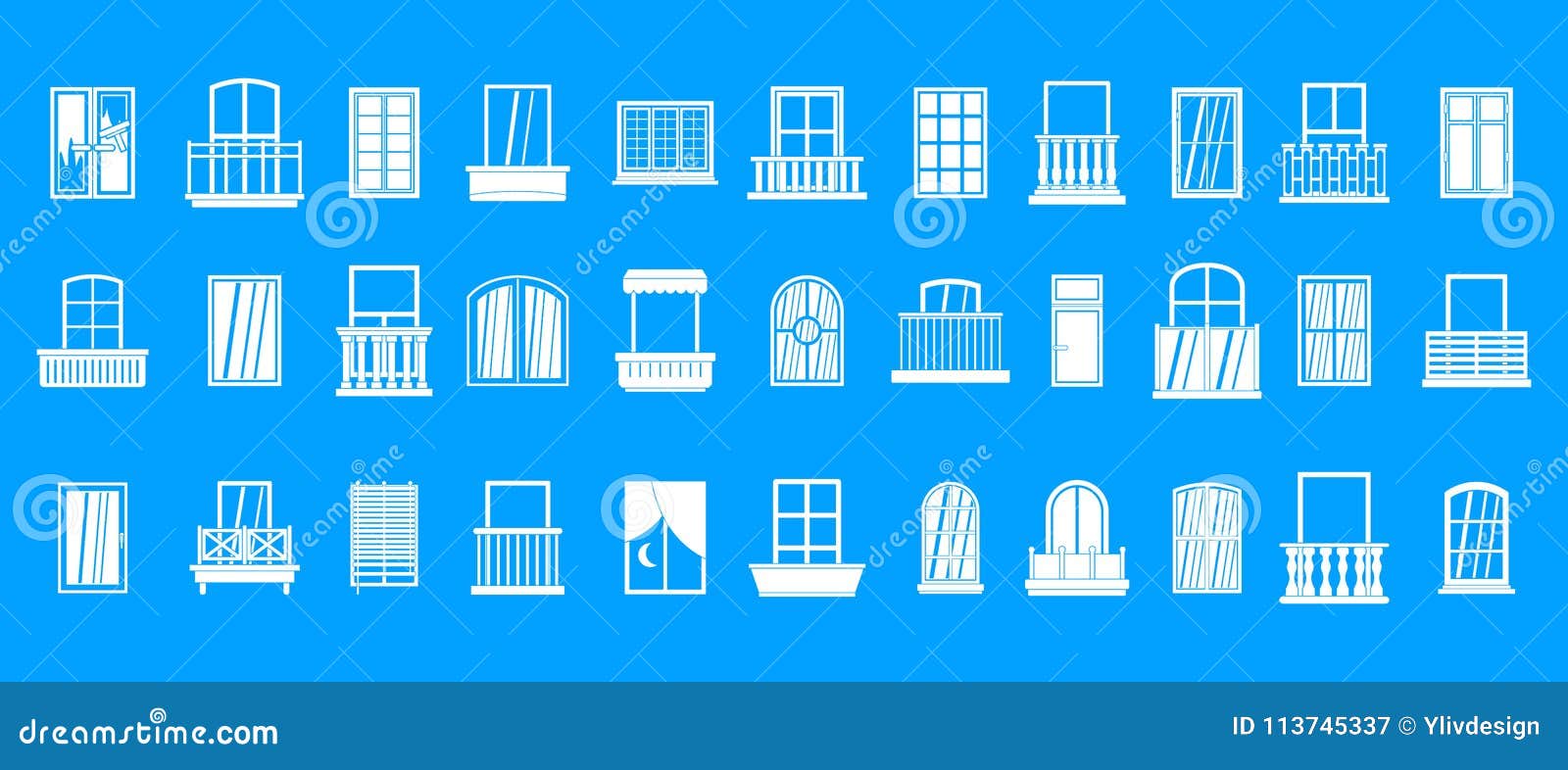 Window Icon Blue Set Vector Stock Vector - Illustration of painting ...