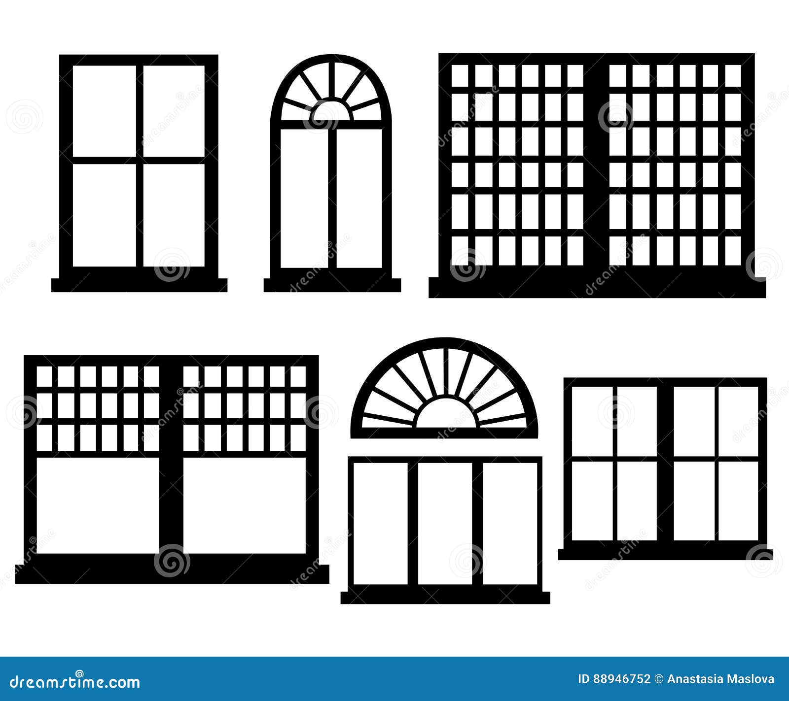 Window Icon Set Flat Design Style Illustration. Stock Illustration ...