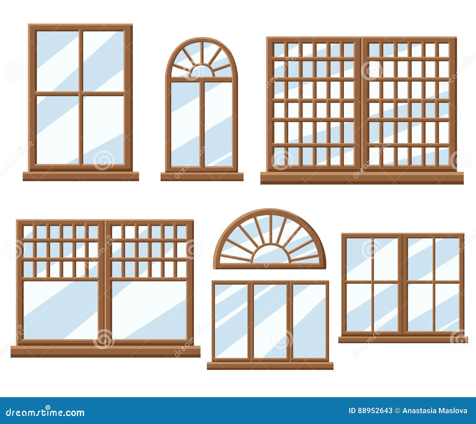 Window Icon Set Flat Design Style Illustration. Stock Illustration ...