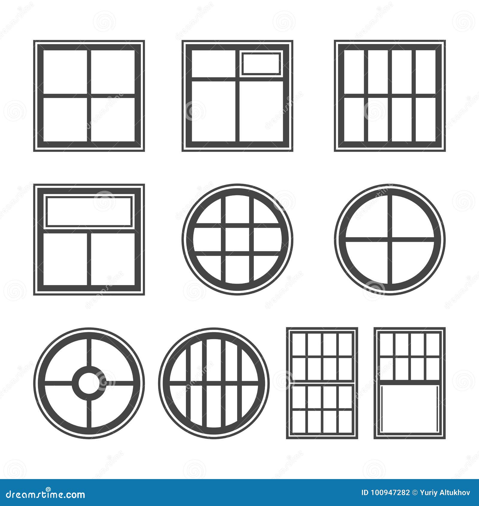 Window Icon Set, Vector Symbol. Stock Vector - Illustration of logo ...