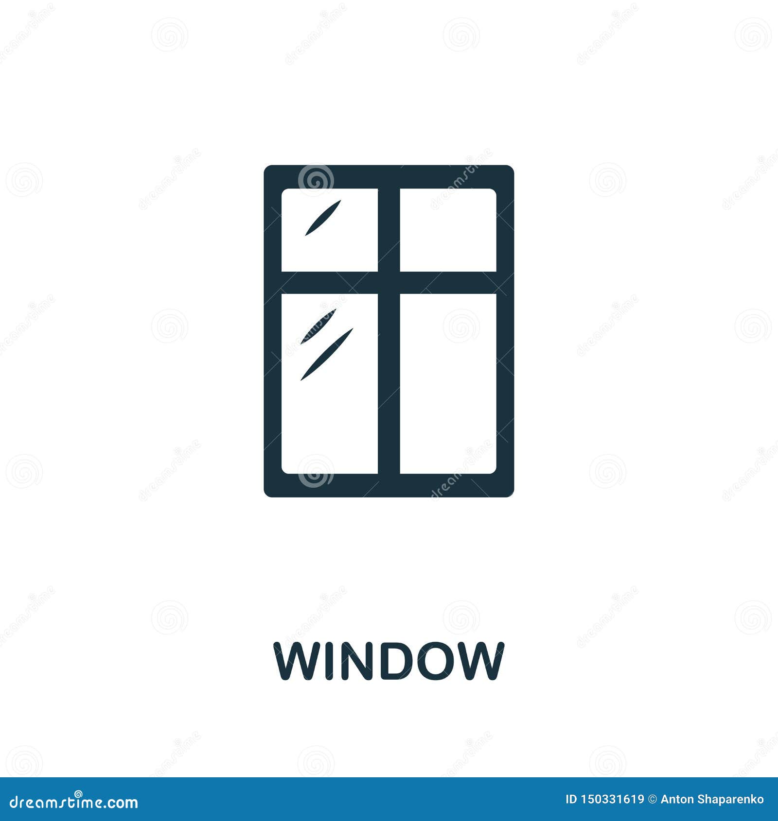 Window Icon Symbol. Creative Sign from Construction Tools Icons Collection. Filled Flat Window ...