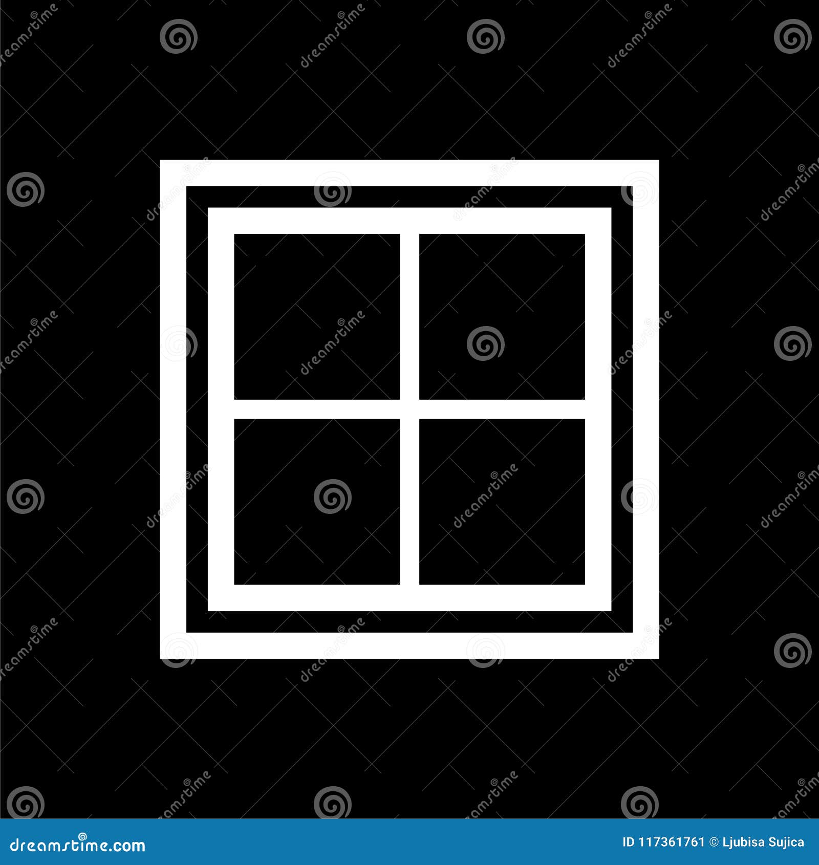 Window Icon, Window Sign, Simple Vector Icon on Dark Background Stock ...