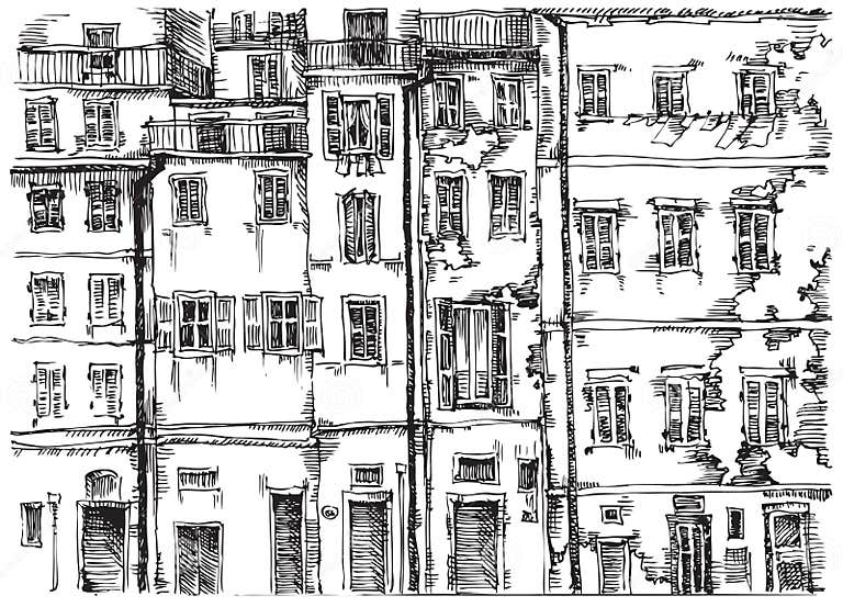 Window stock vector. Illustration of italy, drawn, hand - 43486850