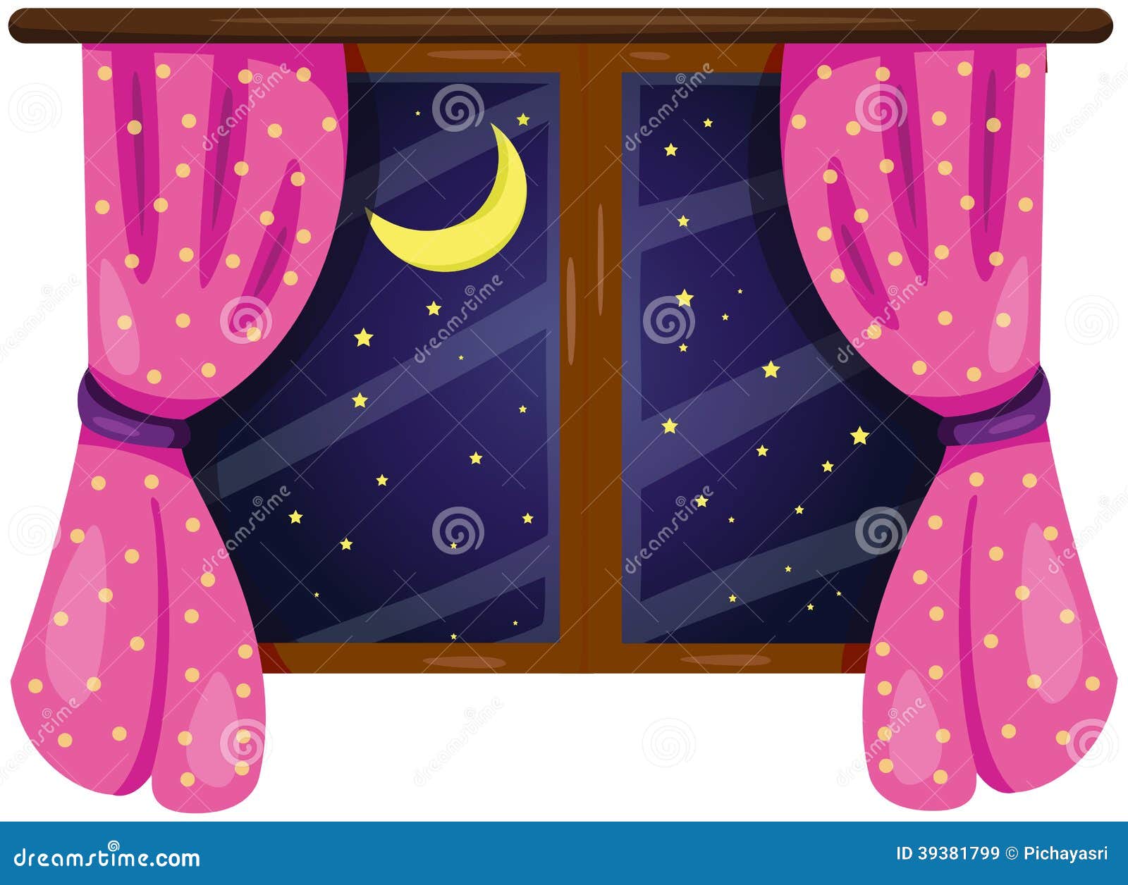 Cartoon Closed Window Curtains