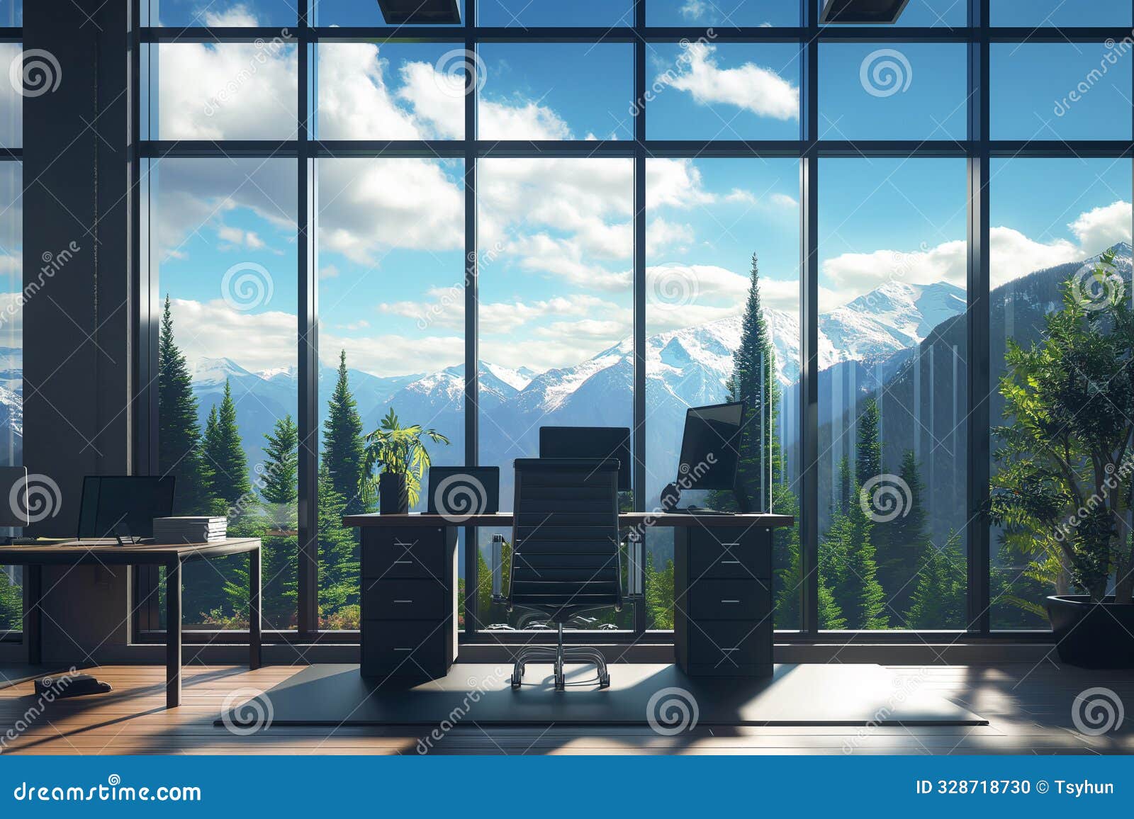 Window Image with the Open View Office Stock Illustration ...