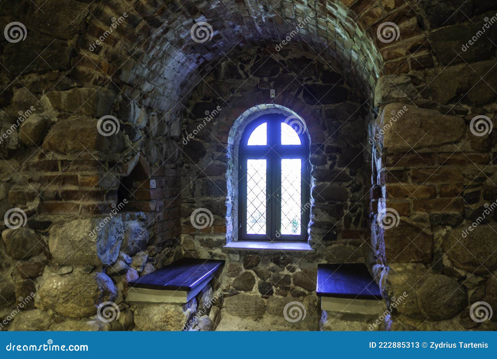 Window in the Inner Hall of Medieval Stone Castle Stock Image - Image ...