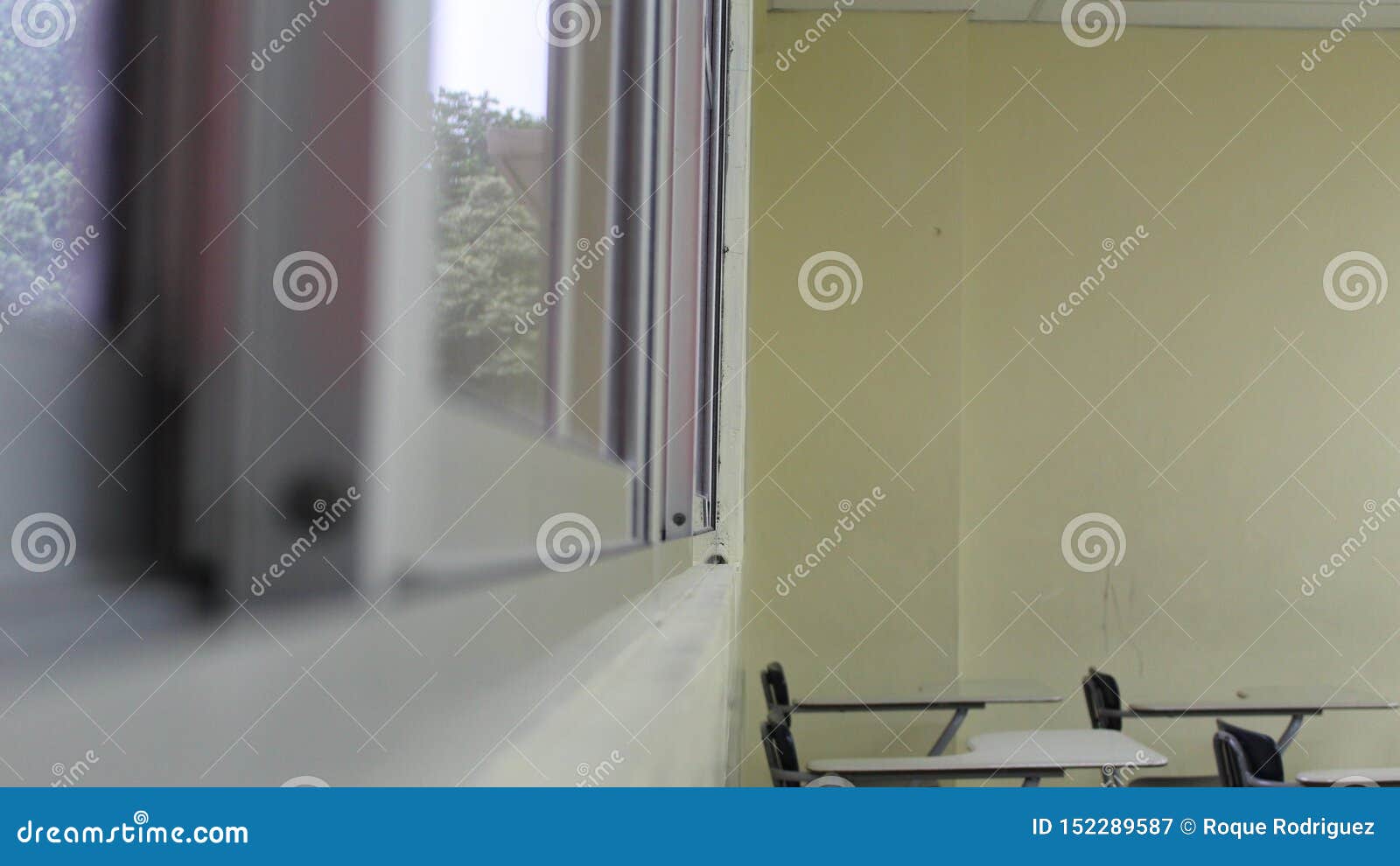 Window Inside a Classroom with Some Chairs Stock Image - Image of ...