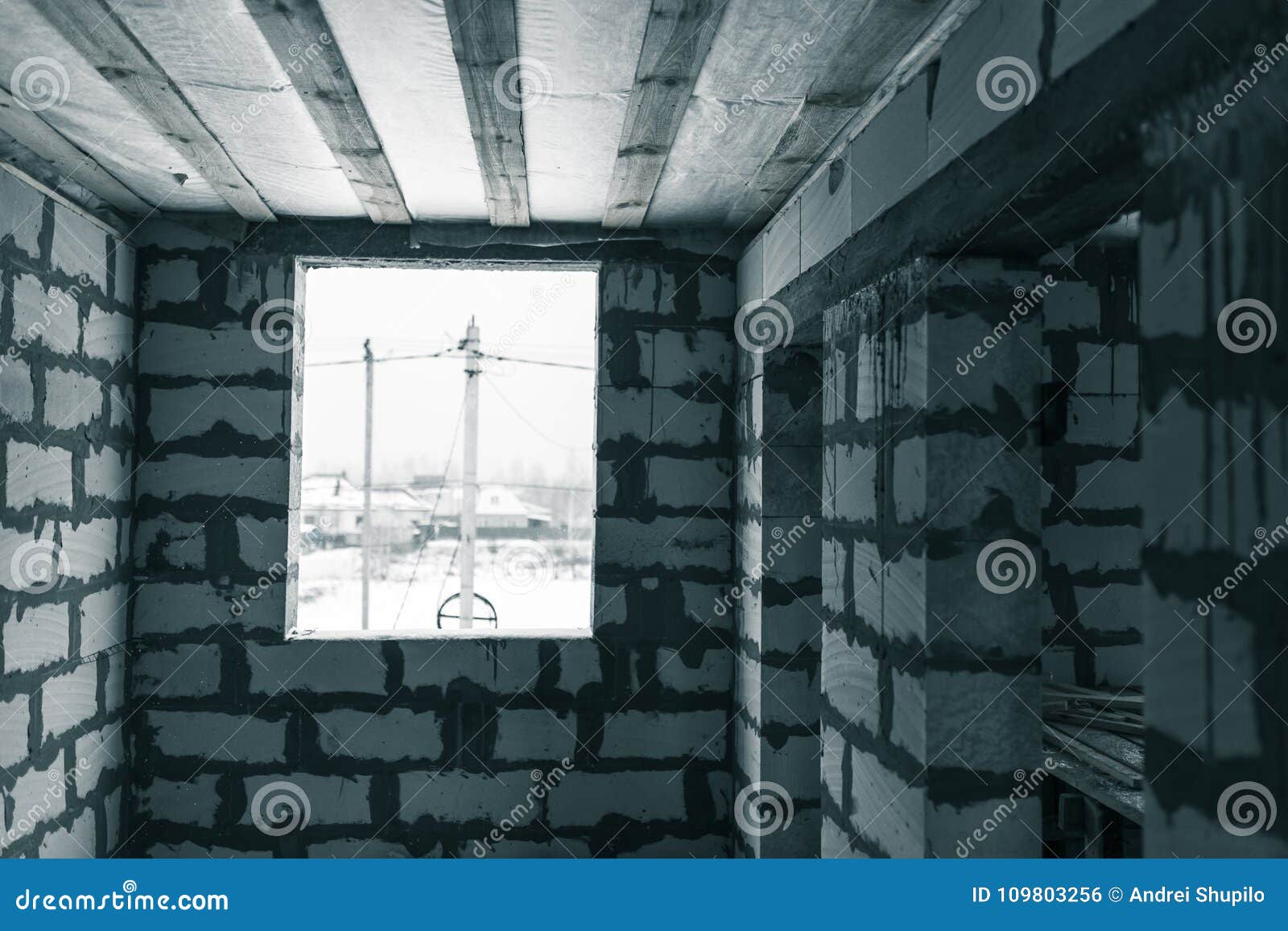 Window in the Inside Wall in the Dark Stock Photo - Image of room ...
