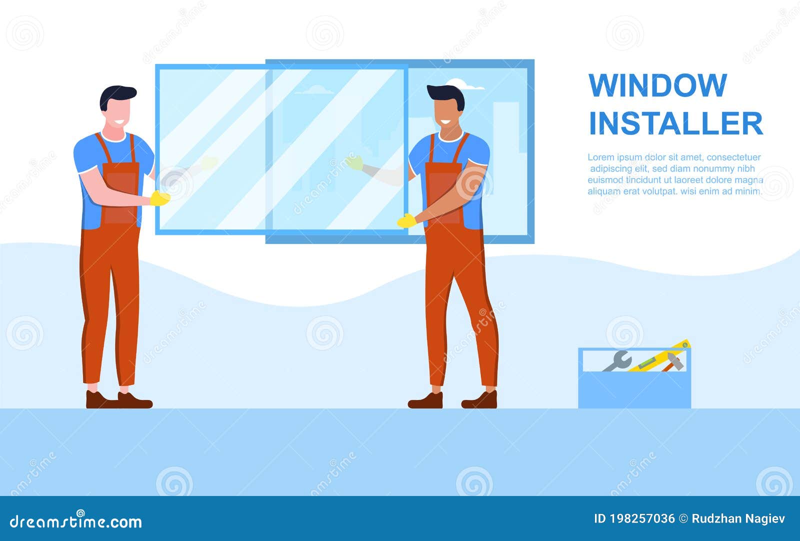 Window Installation Concept Stock Vector - Illustration of profession ...