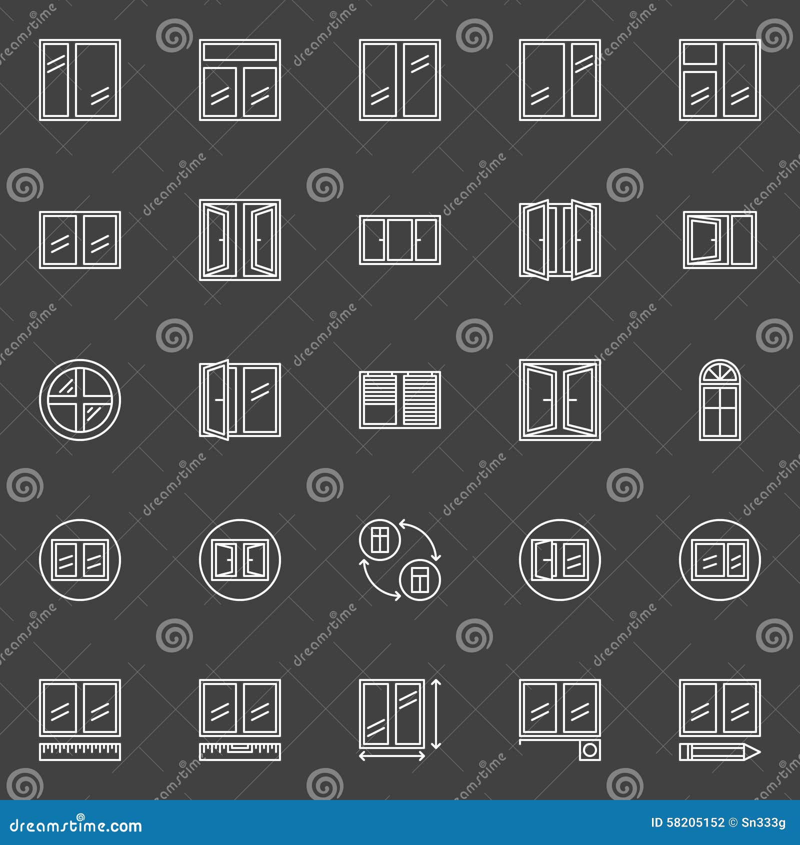 Window installation icons stock vector. Illustration of object - 58205152
