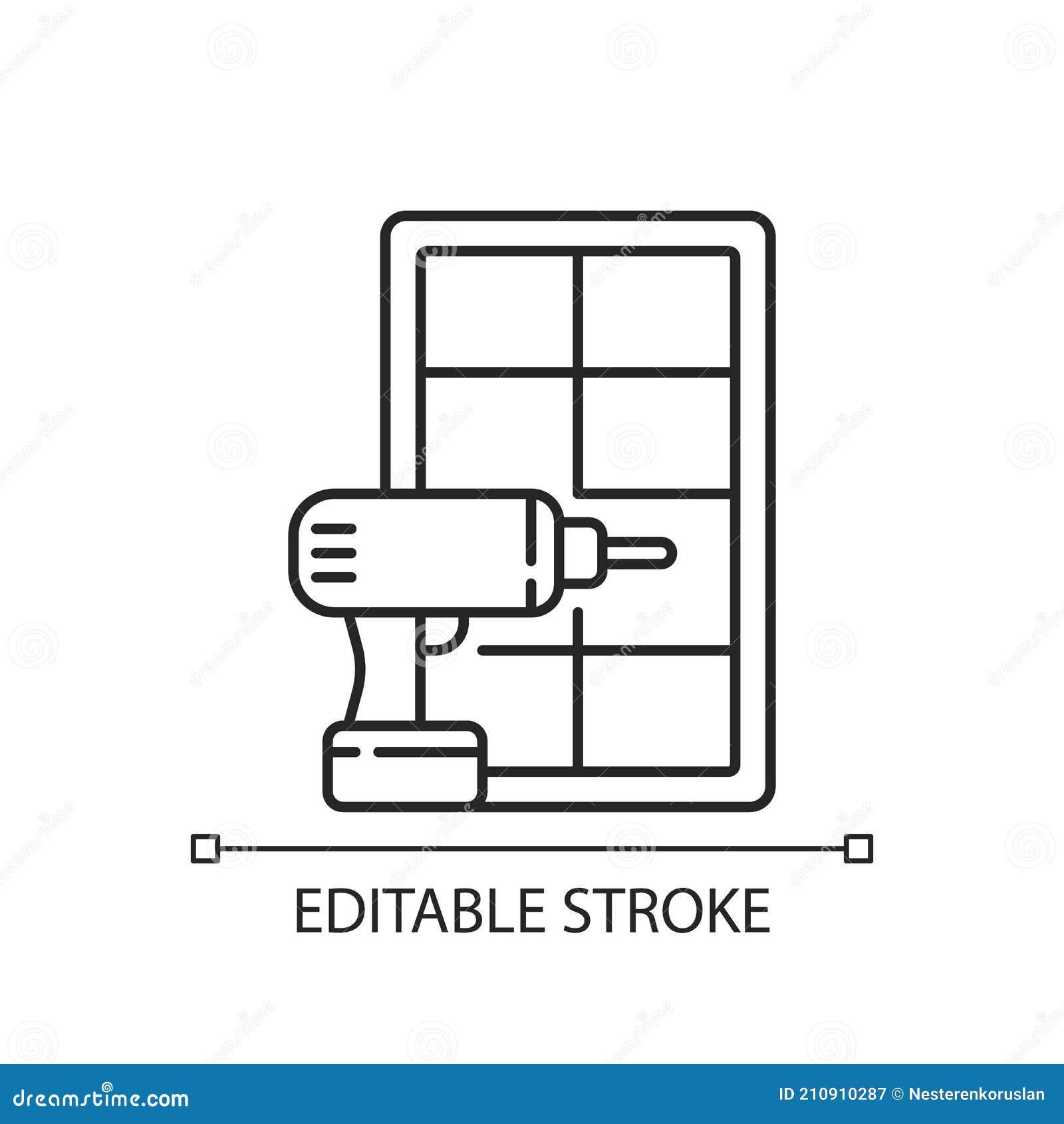 Window Installation Linear Icon Stock Vector - Illustration of exterior ...