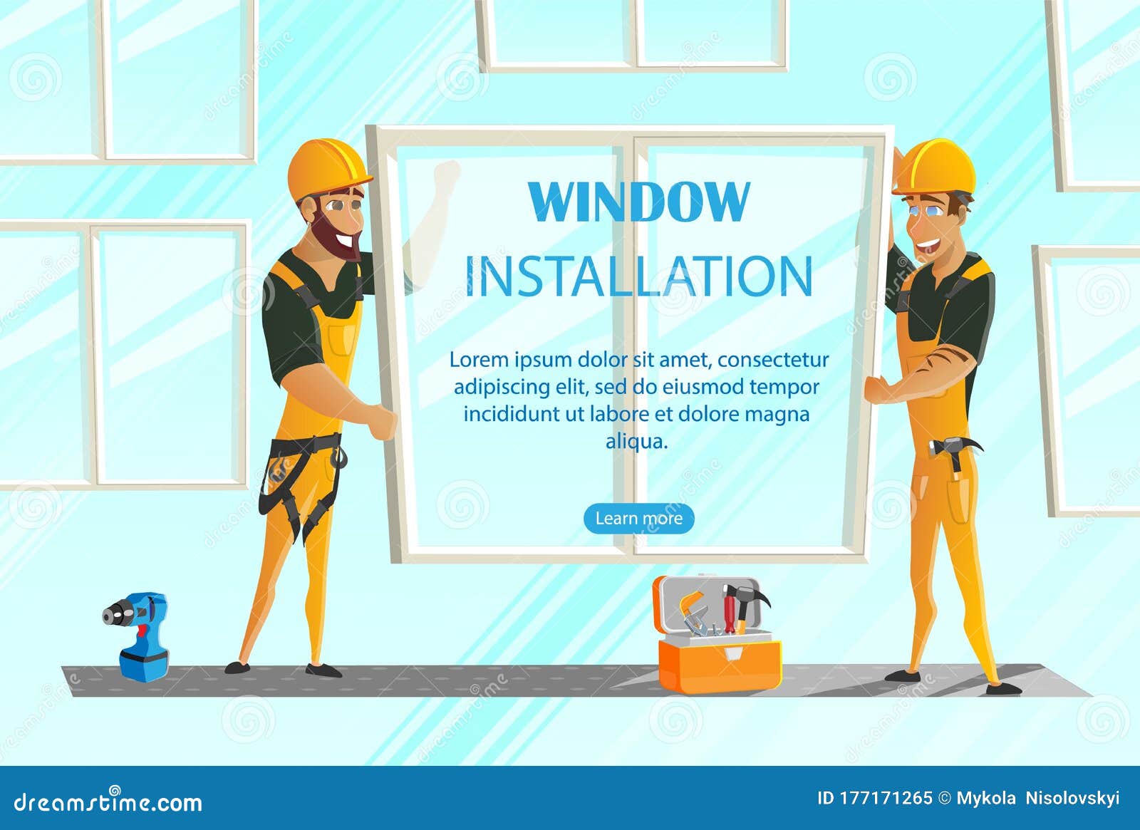 Window Installation Service Landing Page Template. Cheerful Handymen ...