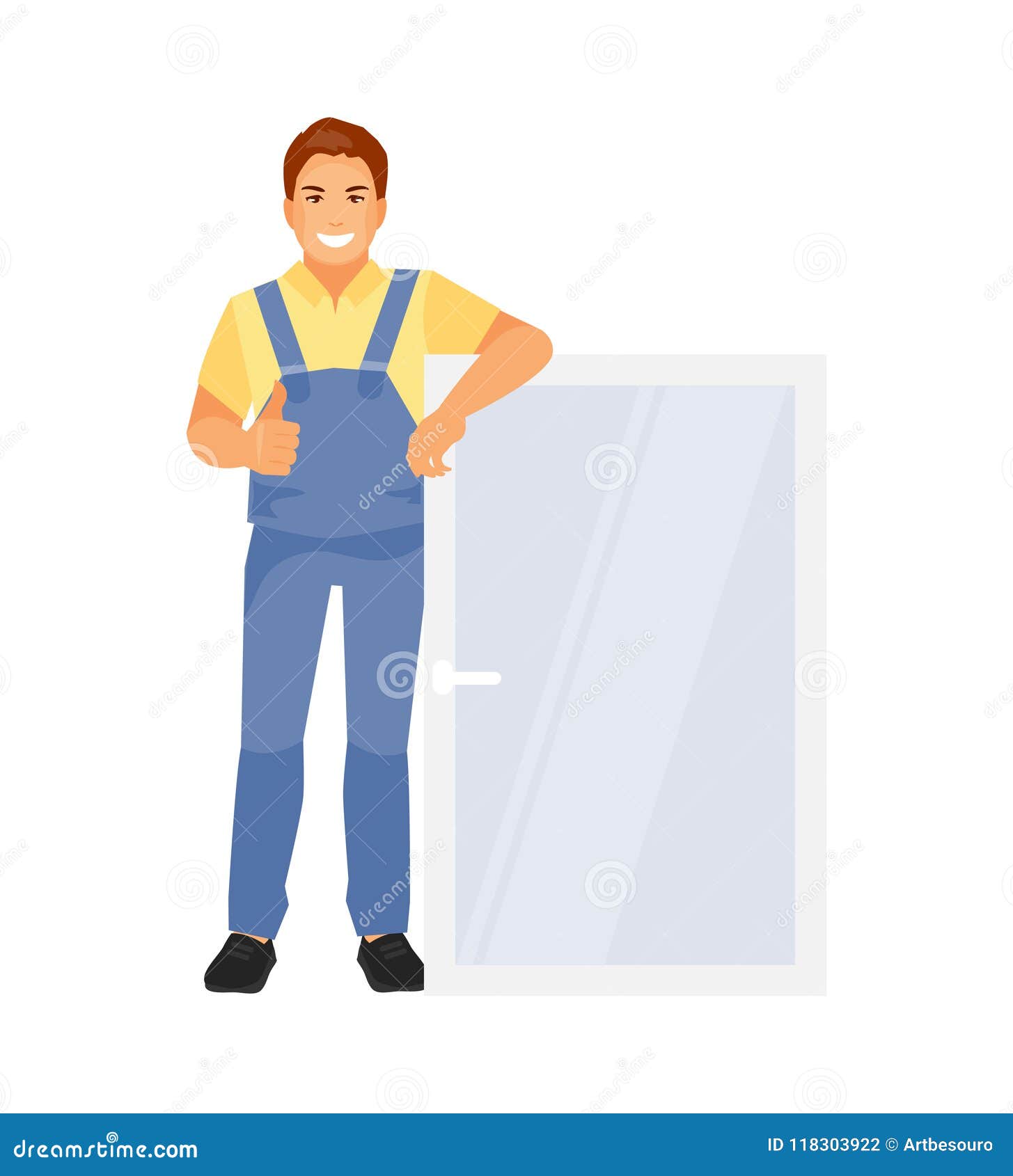 Window installer vector stock vector. Illustration of repairman - 118303922