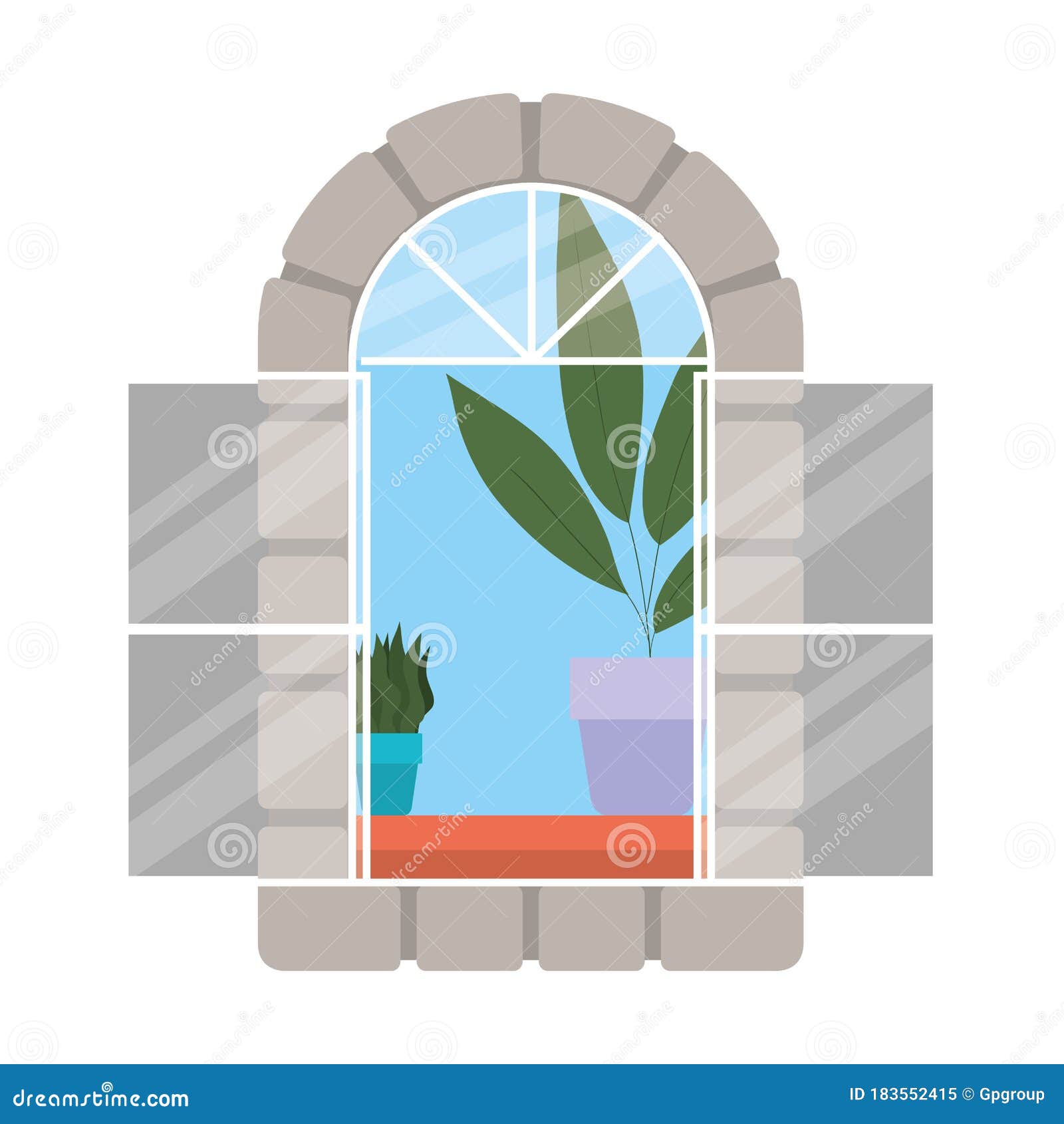 Window with Interior View of Plants Vector Design Stock Vector ...