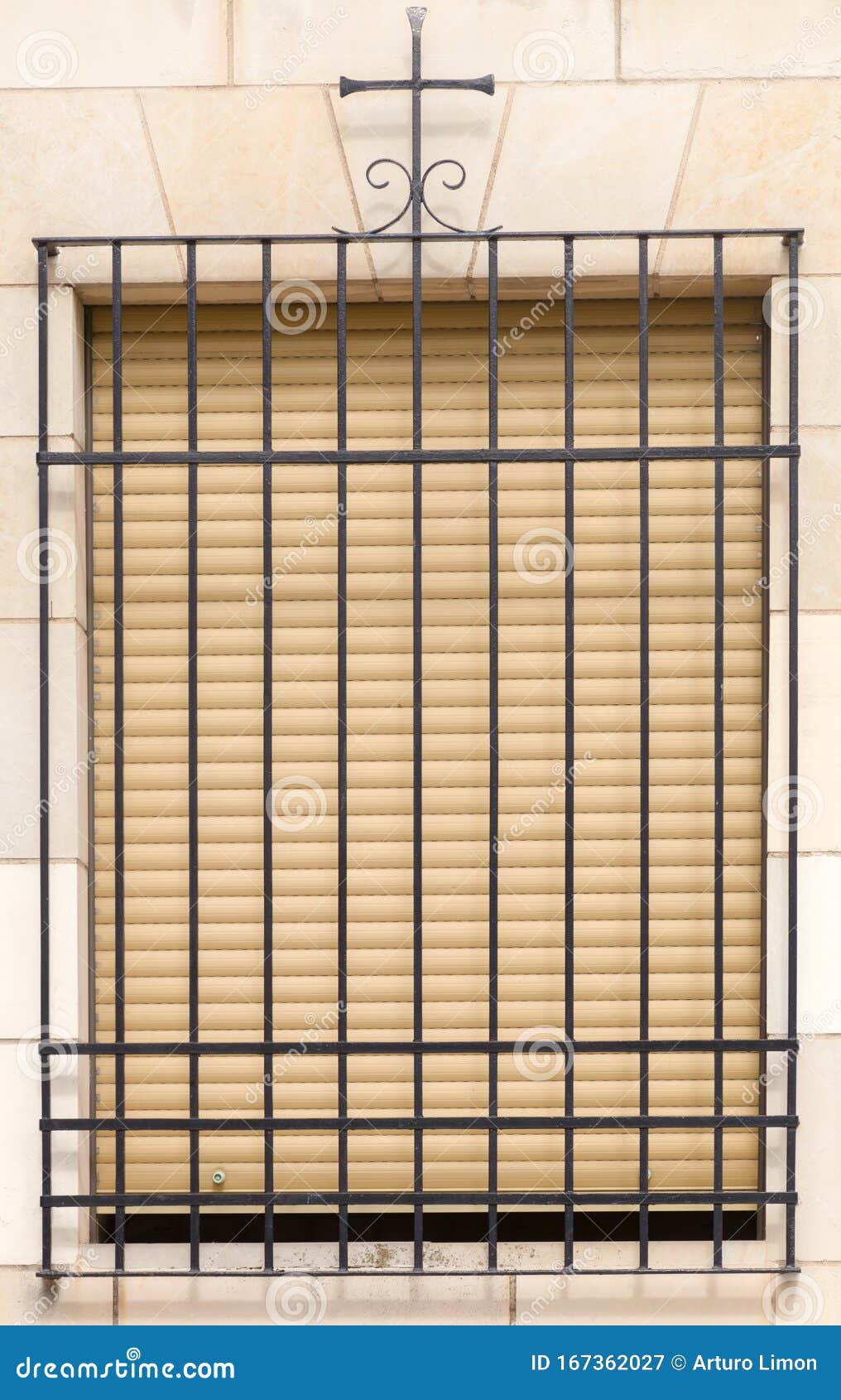 Window with iron fence stock image. Image of residential - 167362027