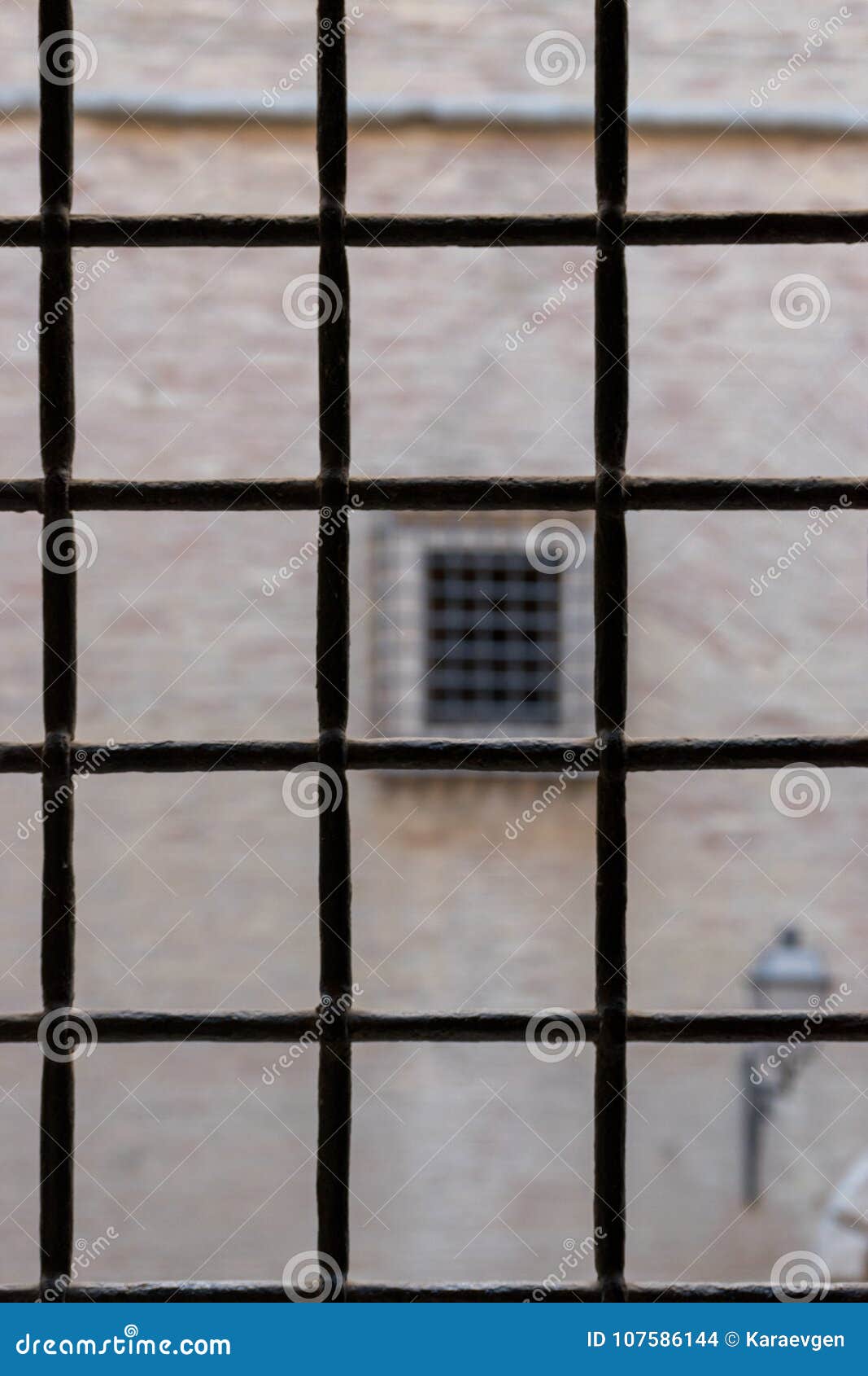 Window with iron grating stock photo. Image of brick - 107586144