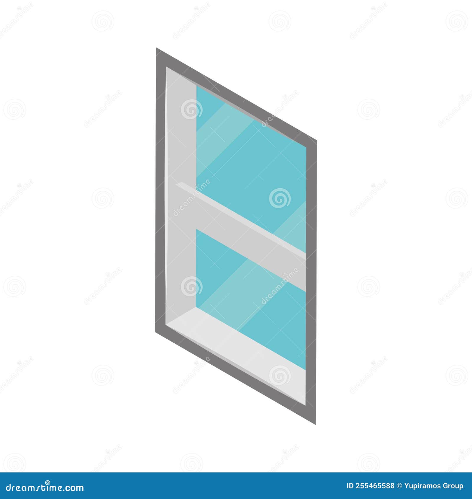 Window Isometric. Industrial Aluminium White Frames For Glasses Room ...