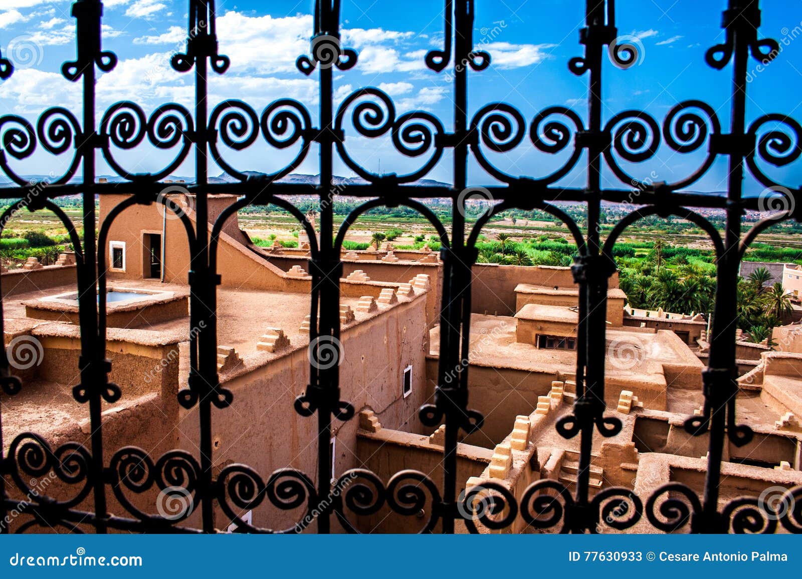 Window on the Kasbah stock image. Image of fort, blue - 77630933