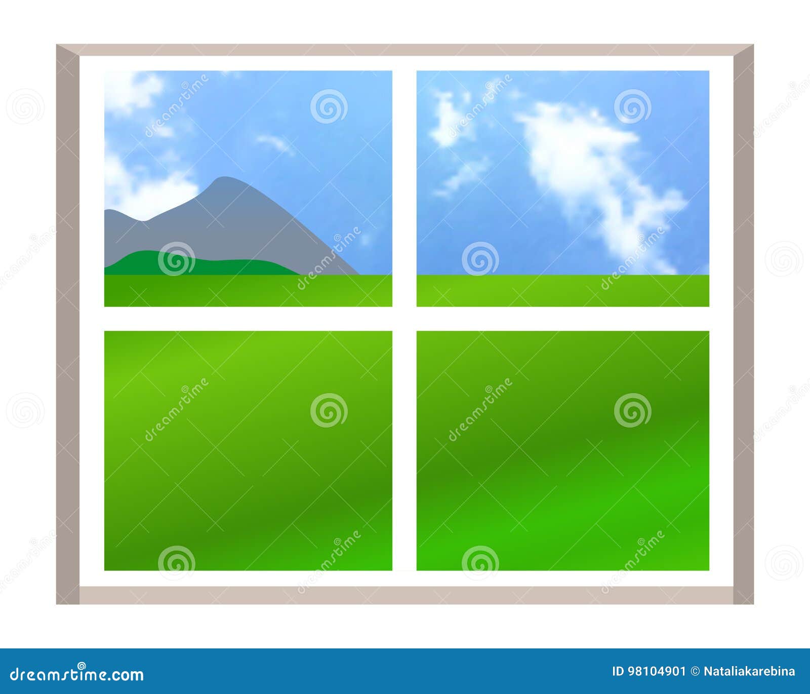 Window with a Landscape View. Illustration Over White Background Stock ...
