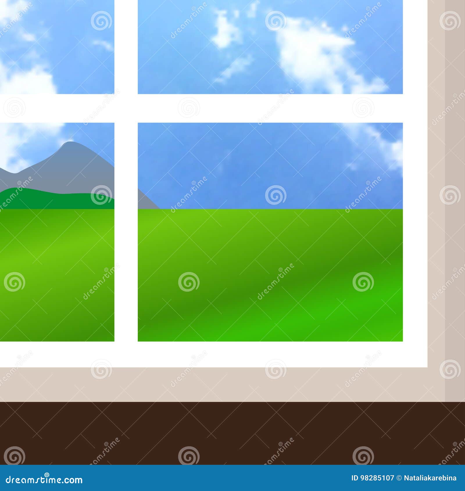 Window with a Landscape View. Vector Stock Vector - Illustration of ...
