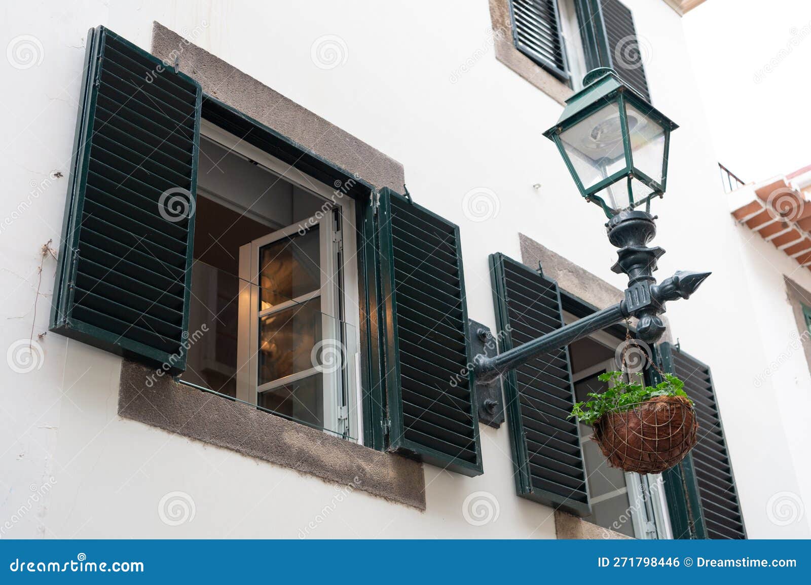 Window with Lantern. Window with Lantern on Building. Window with ...