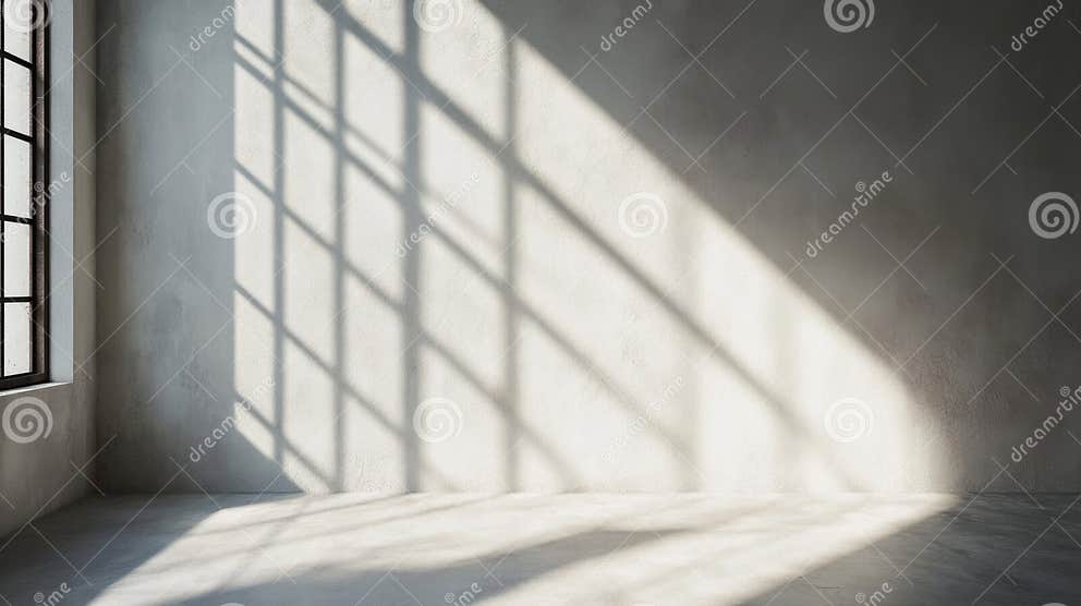 Window Light Casting Shadow on White Wall in Empty Room Stock ...
