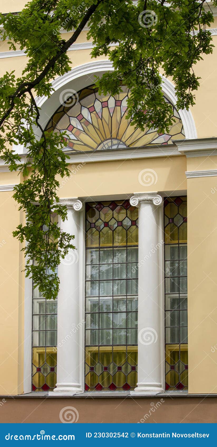 The Mosaic Window with a Tree Branch Stock Photo - Image of courtyard ...