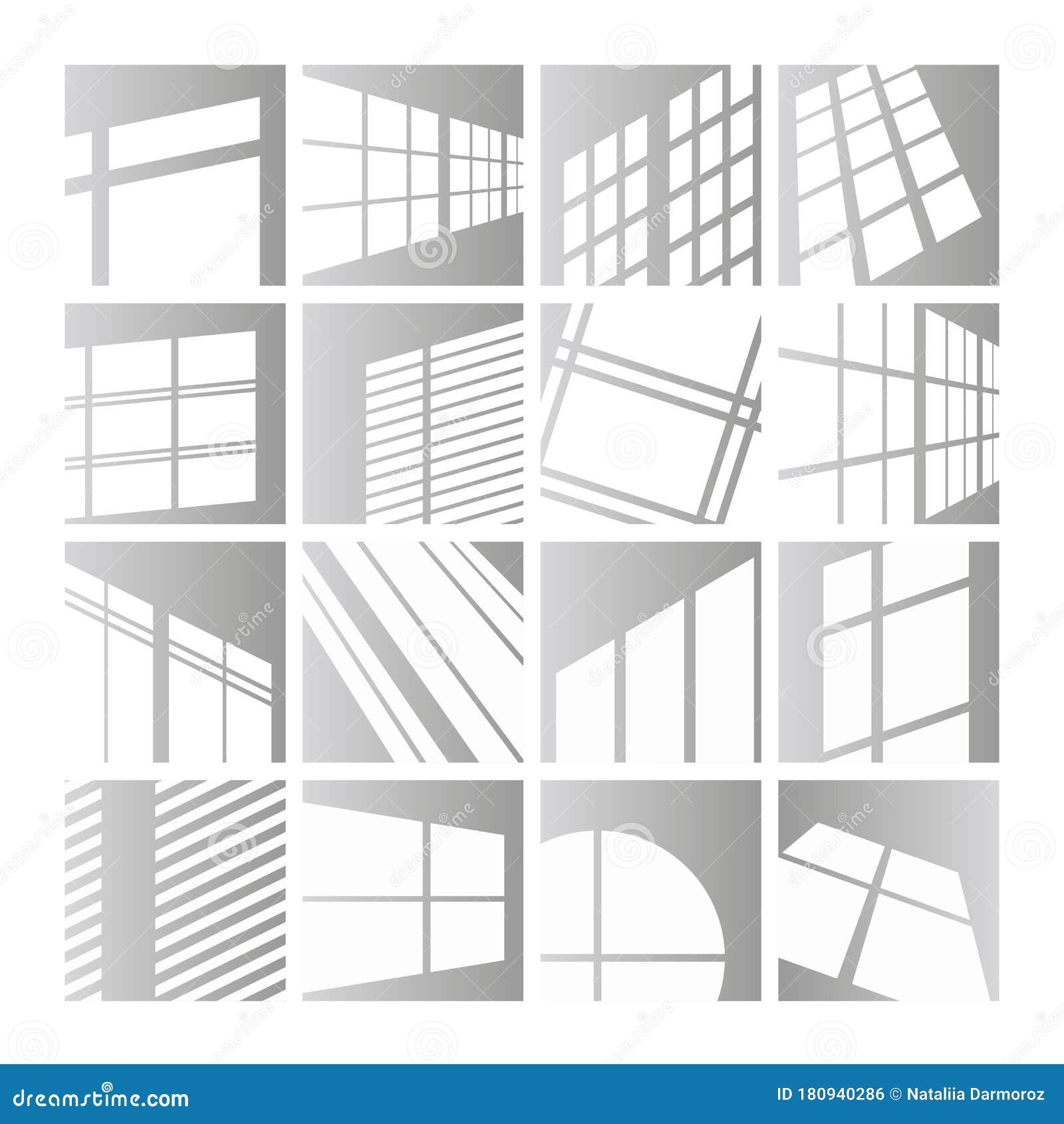 Window Lights Vector Illustration Set, Sunlight or Shadow Overlay ...