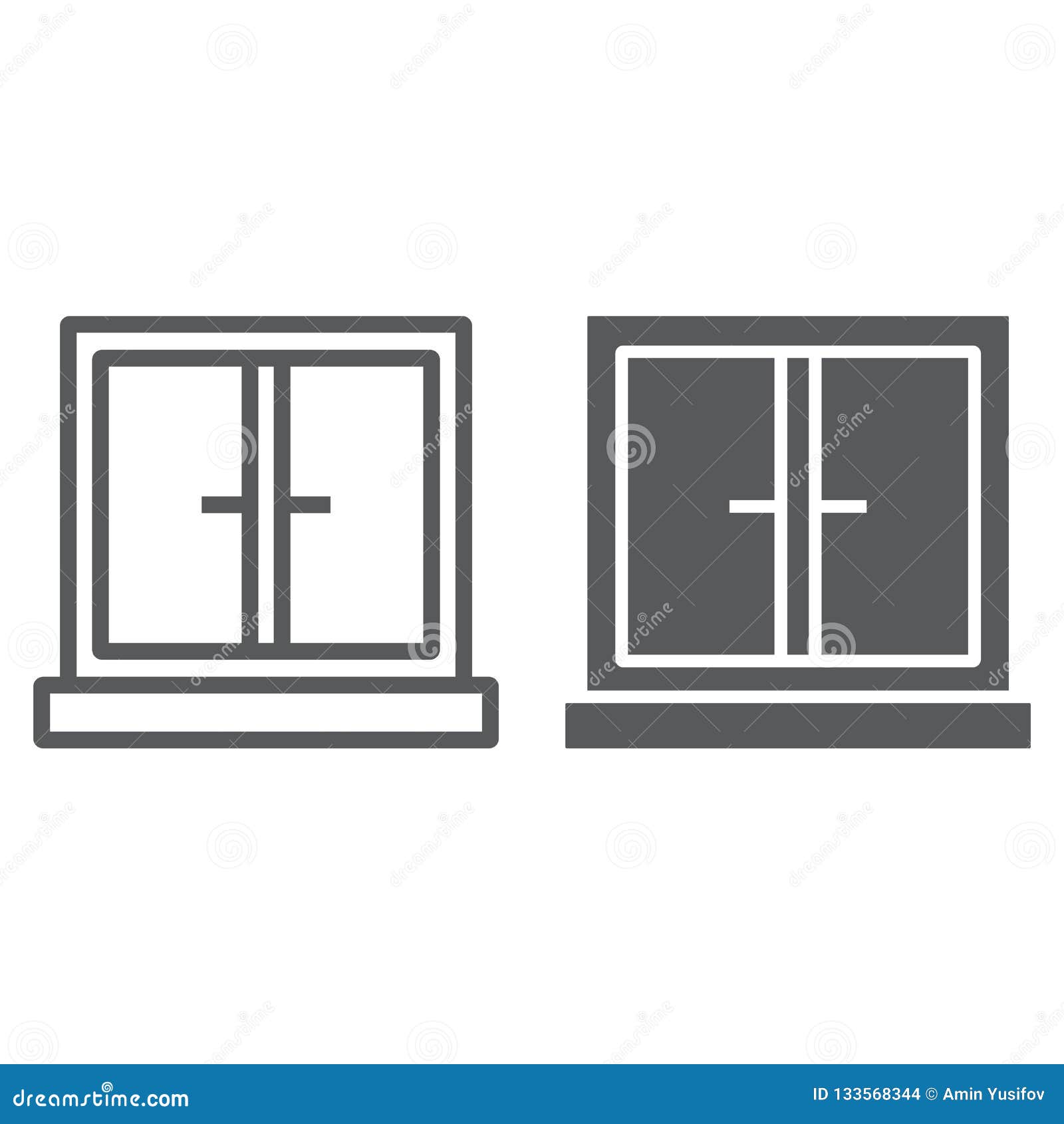 Window Line and Glyph Icon, Architecture and Home, Frame Sign, Vector ...
