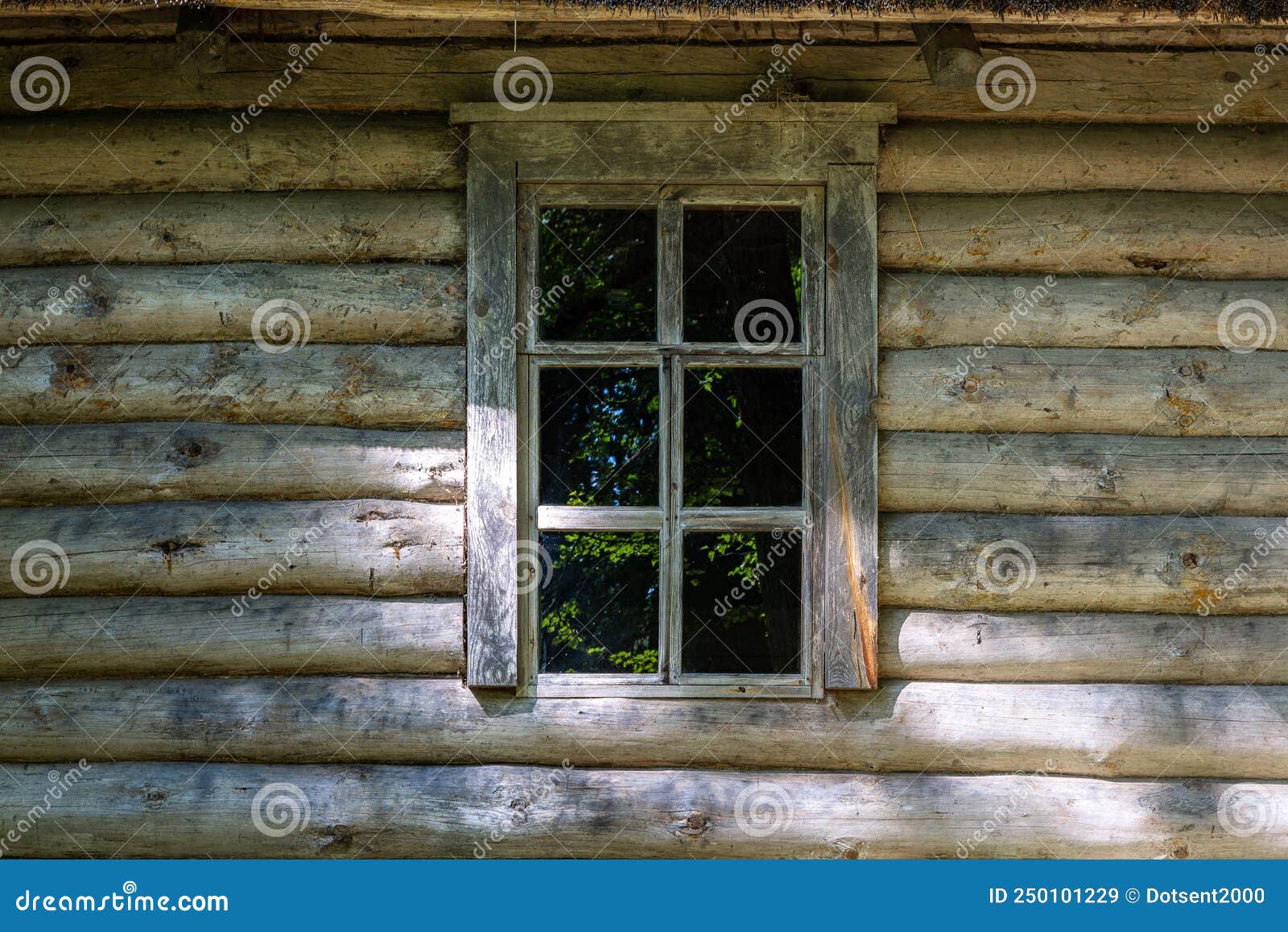 Window on a log wall stock image. Image of cabin, people - 250101229