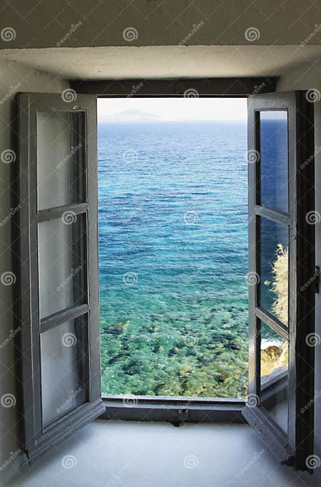 Window Looking Out on the Sea Stock Photo - Image of ancient, interior ...