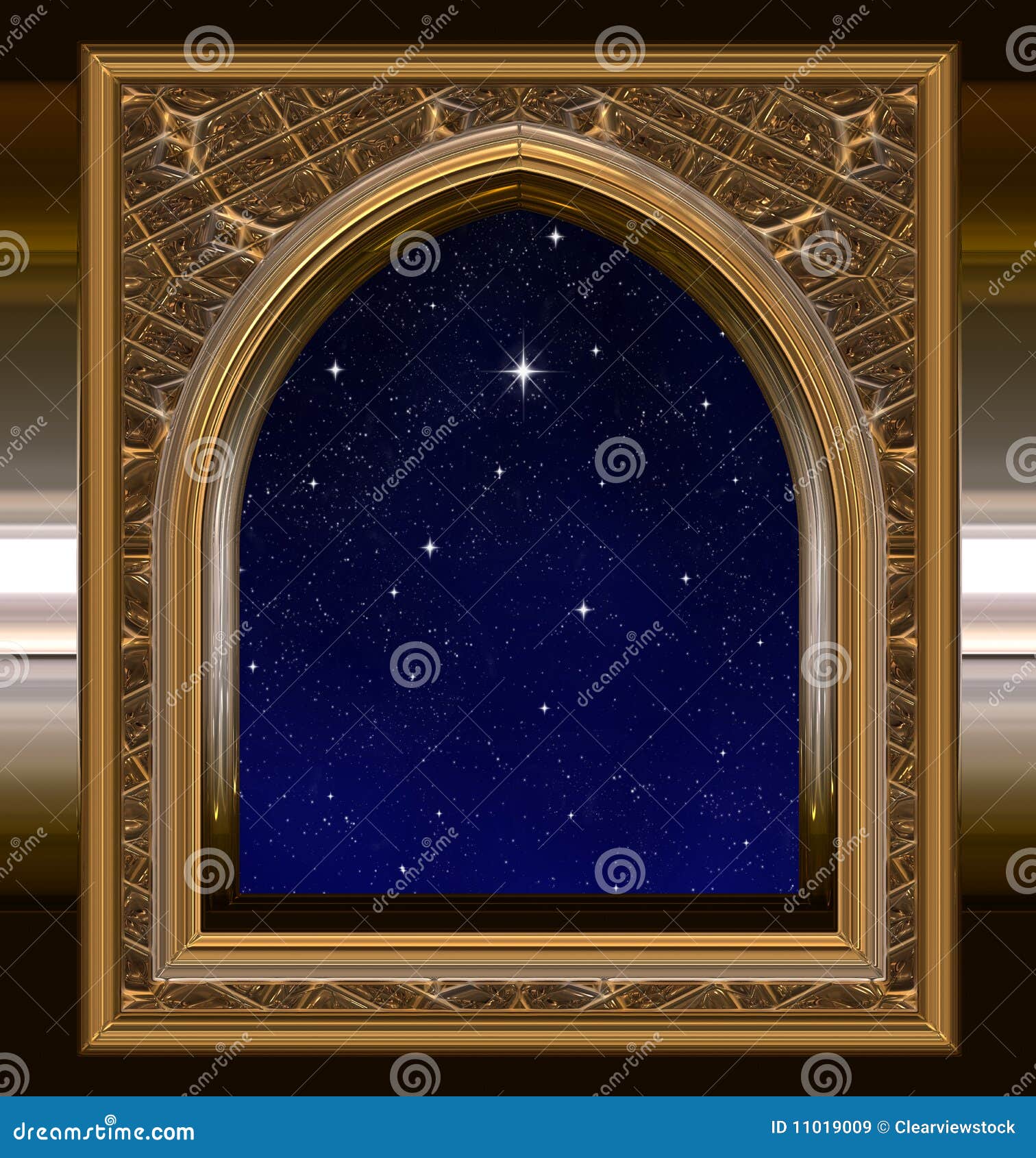 Window Looking Out To Night Sky with Wishing Star Stock Illustration ...