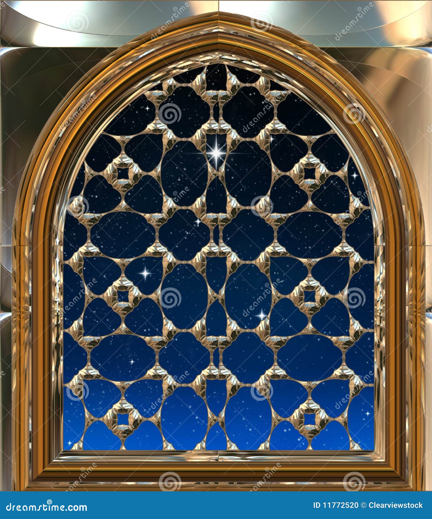 Window Looking Out To Night Sky with Wishing Star Stock Illustration ...