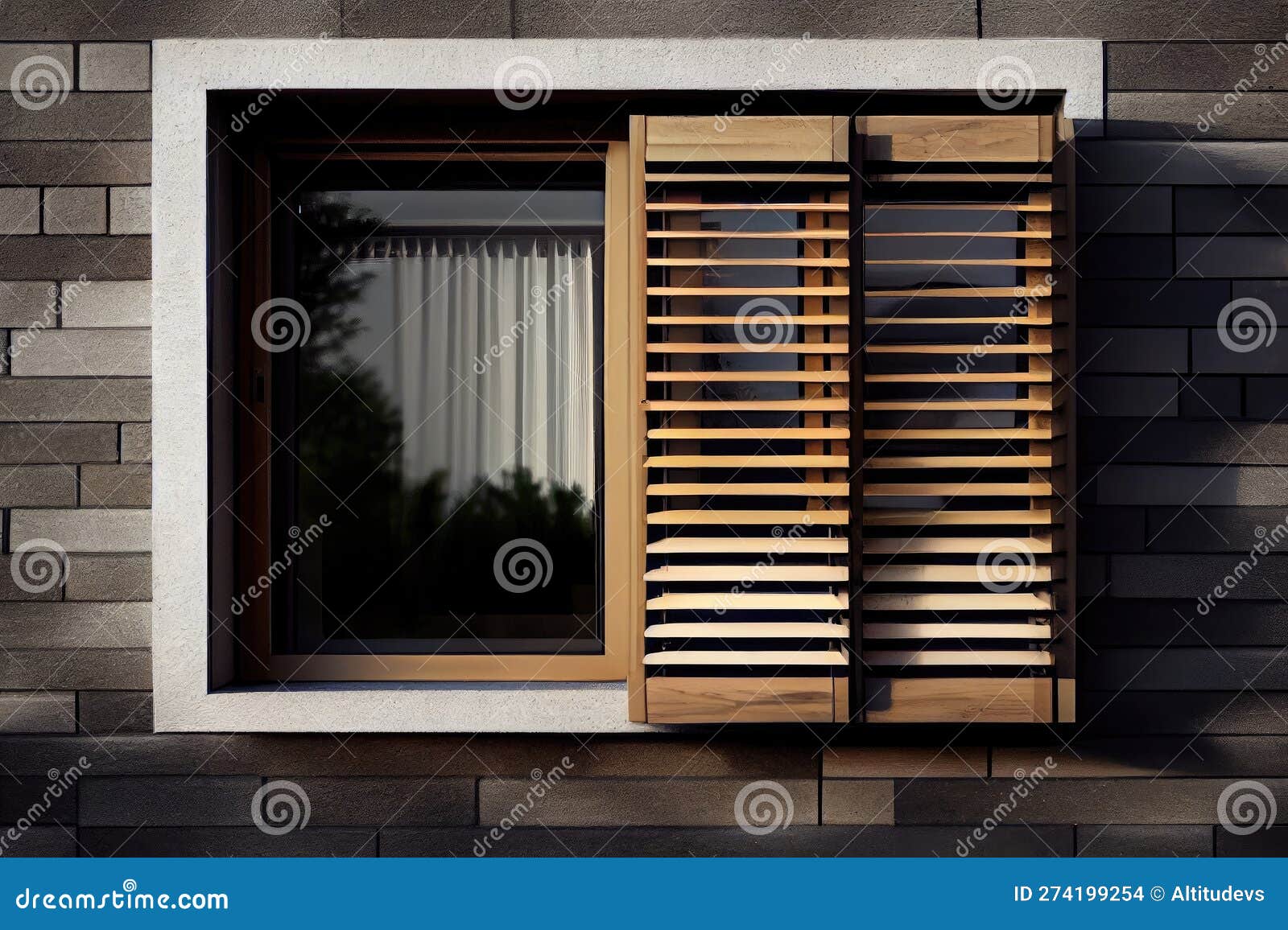 Window with Louver Panel that Can Be Raised and Lowered, Providing ...