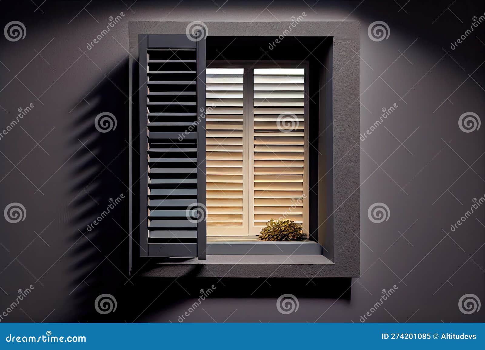Window with Louver Shut, Providing Privacy and Blocking Light Stock ...