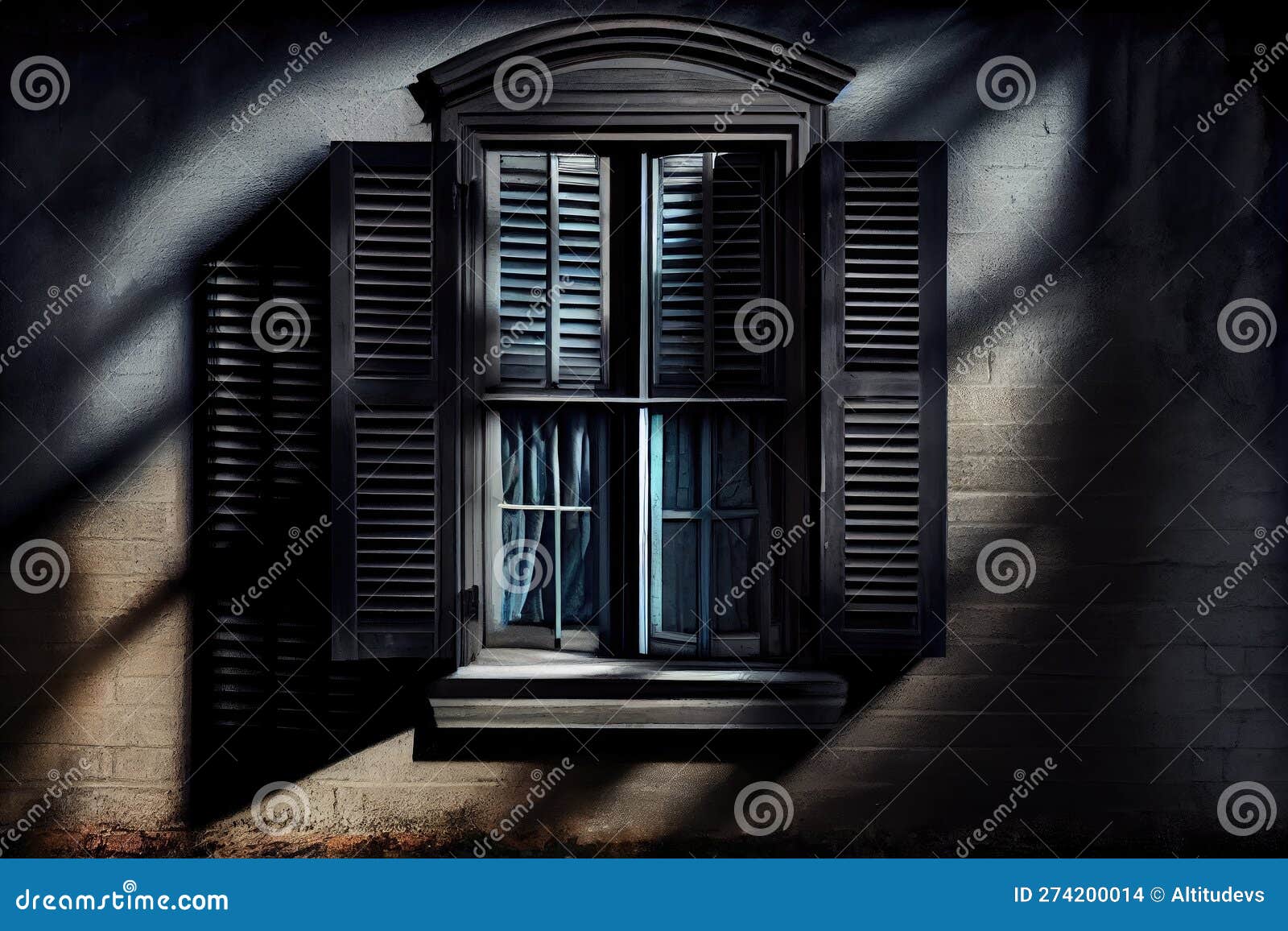 A Window with Louver Shutters that Cast a Shadow on the Inside of the ...