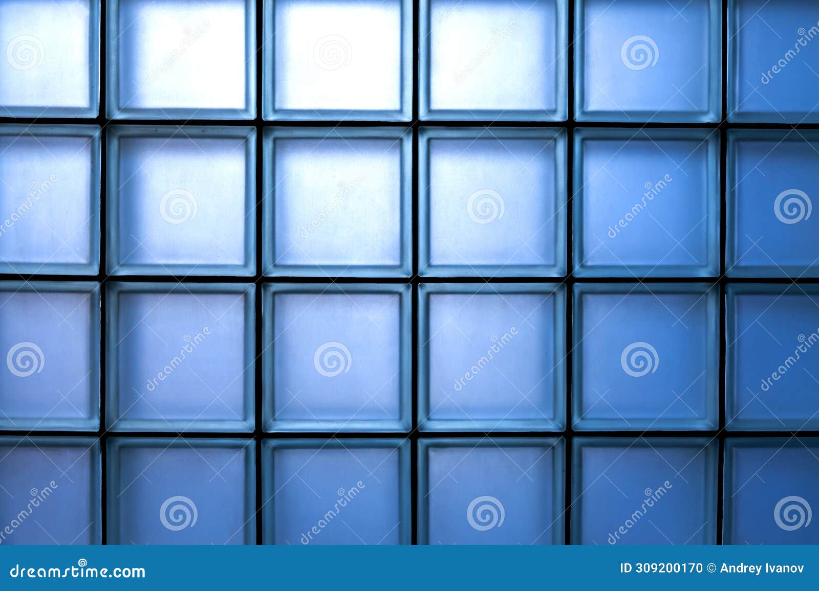 Window is Made of a Blue Glass Block Glowing from the Inside. Glass ...