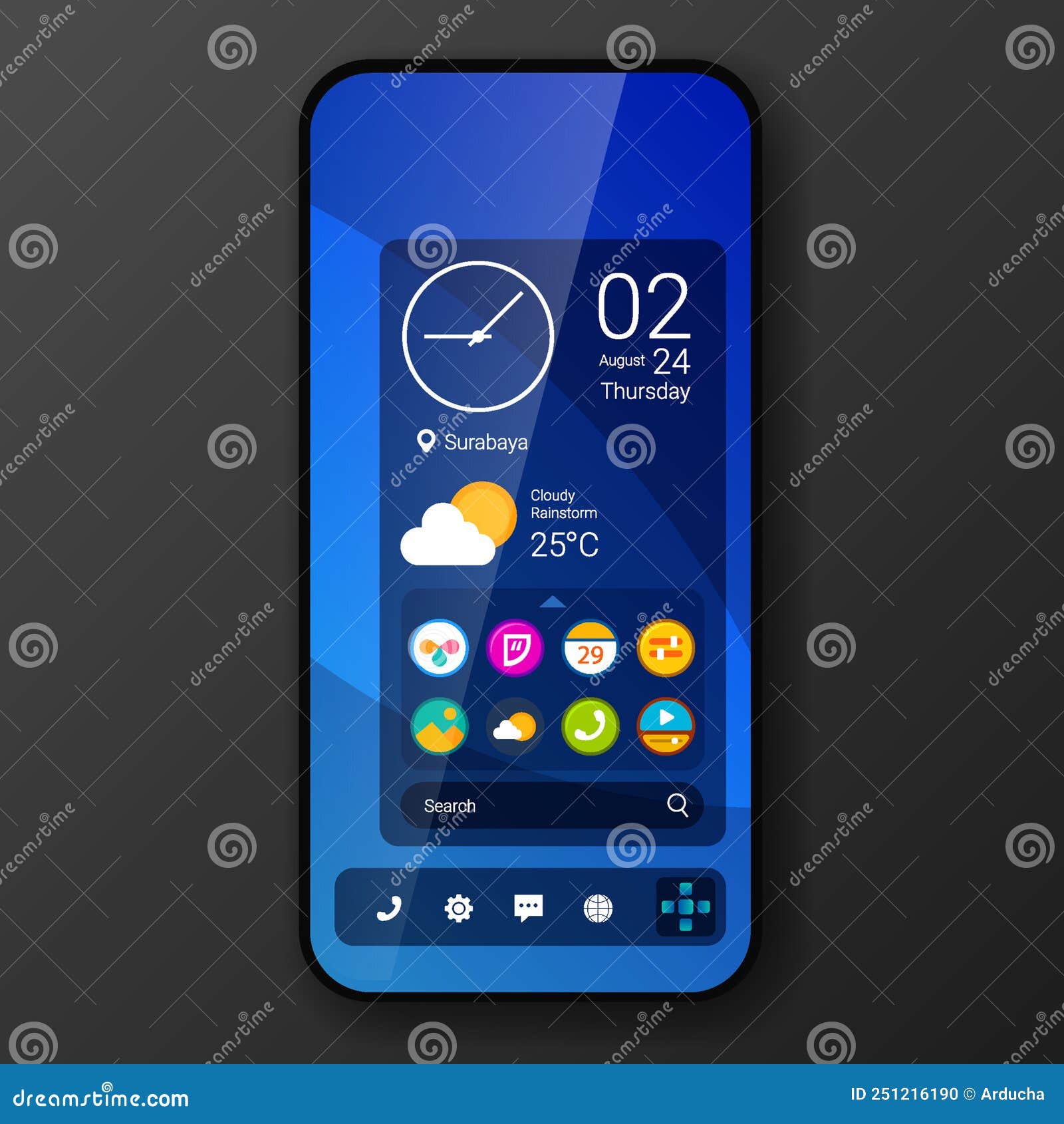 Window Menu User Interface Home Screen Realistic Smartphone Design ...