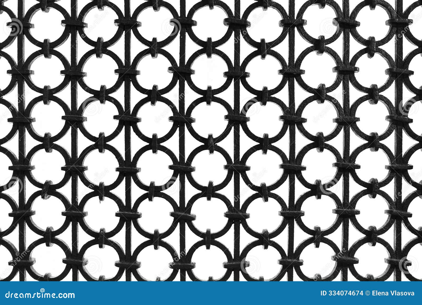 Window with Metal Grating with Circles. Circle Grid Forge on White ...