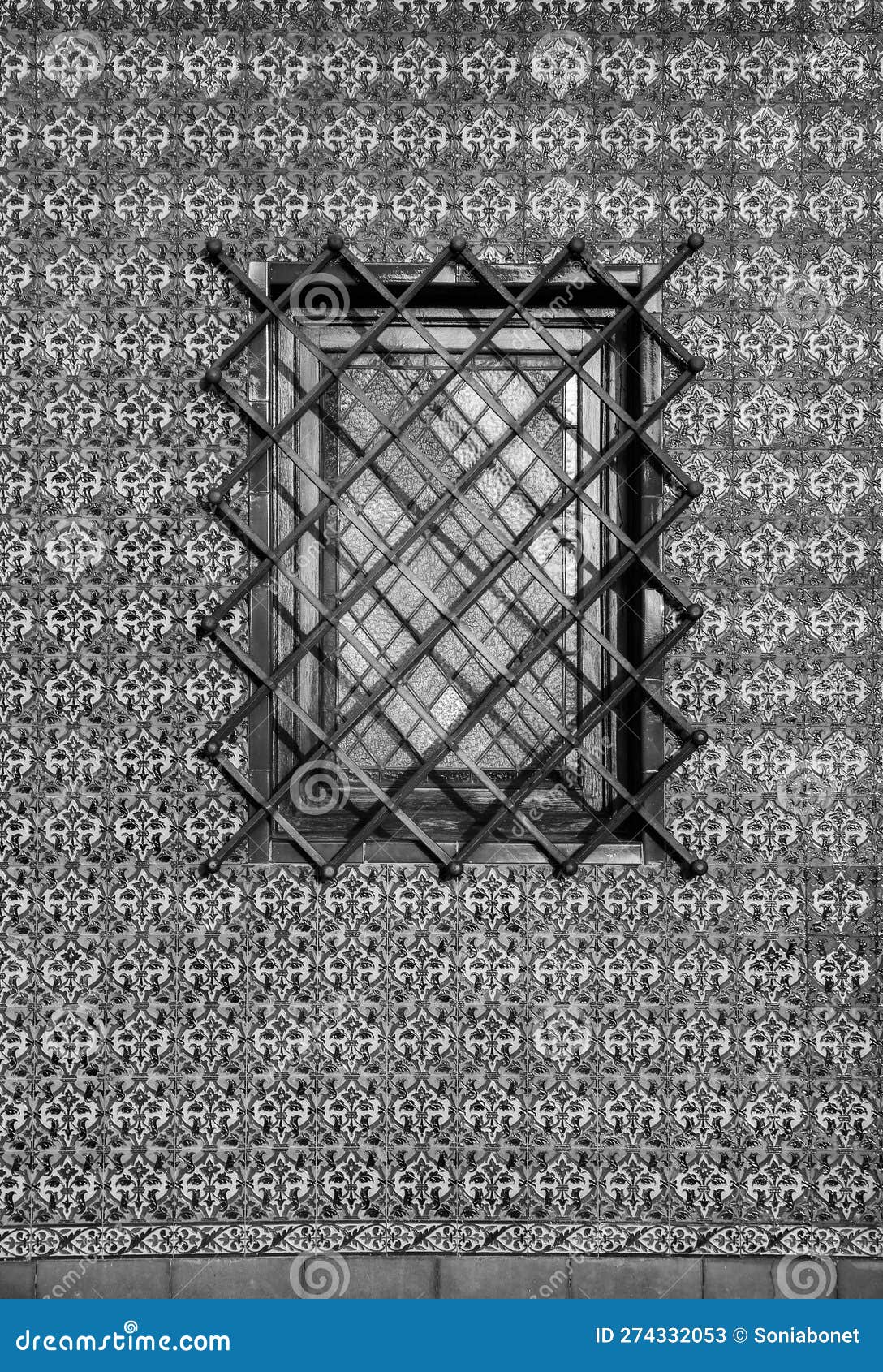 Window with Metalized Abstract and Symmetrical Grid Stock Illustration ...