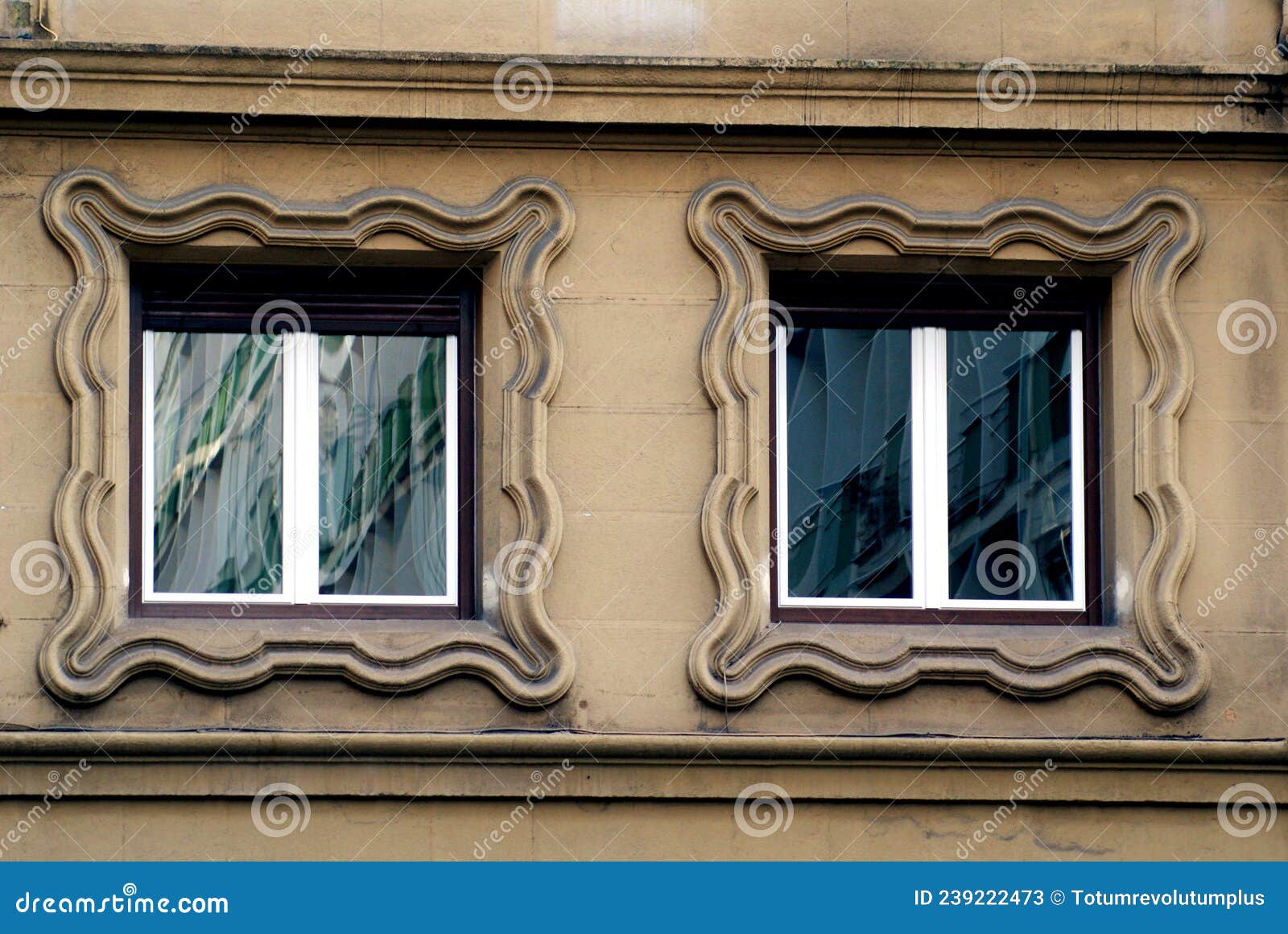 Window with Modernist Frame with Reflections in the Glass Stock Image ...