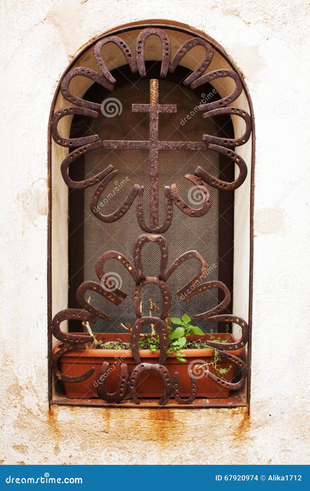 Window of Monastery with Ornamental Metal Lattice. Window of Mon Stock ...