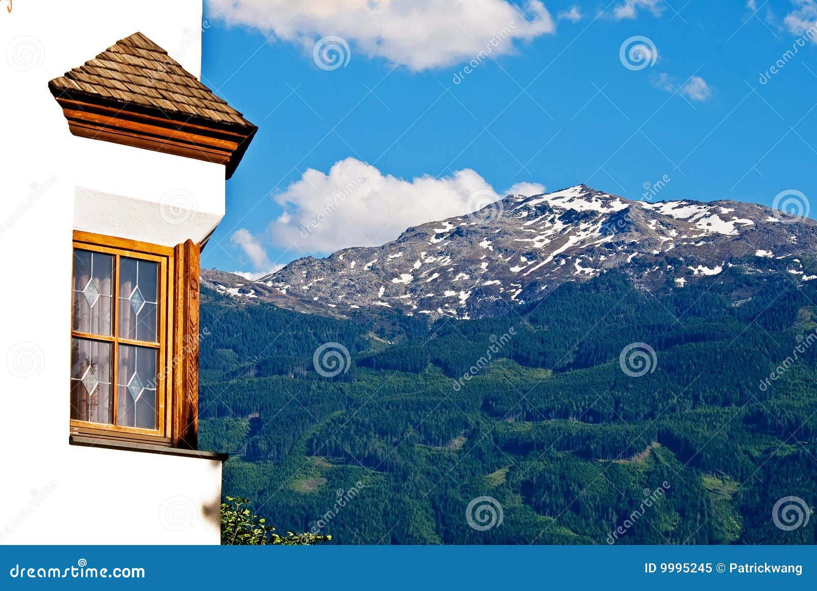 Window with mountain view stock image. Image of clouds - 9995245