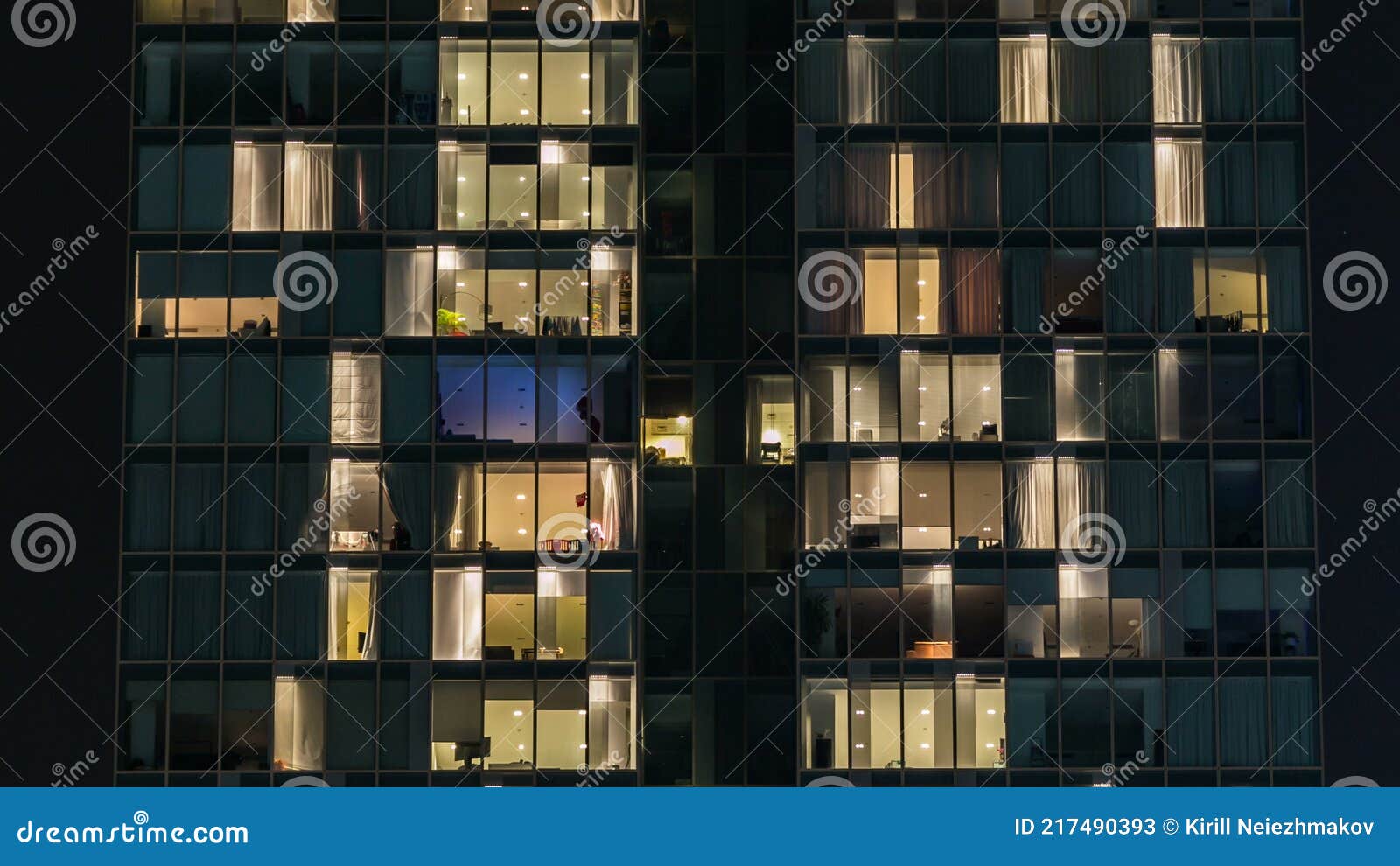 Window of the Multi-storey Building of Glass and Steel Lighting and ...