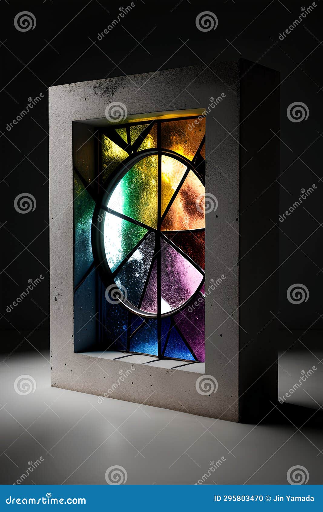 Window with a Multicolor Stained Glass Pattern. 3d Render Stock ...
