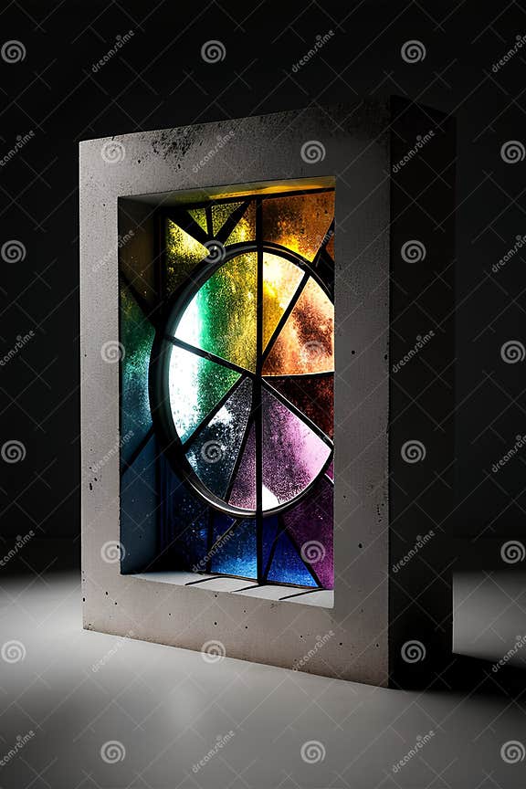 Window with a Multicolor Stained Glass Pattern. 3d Render Stock ...