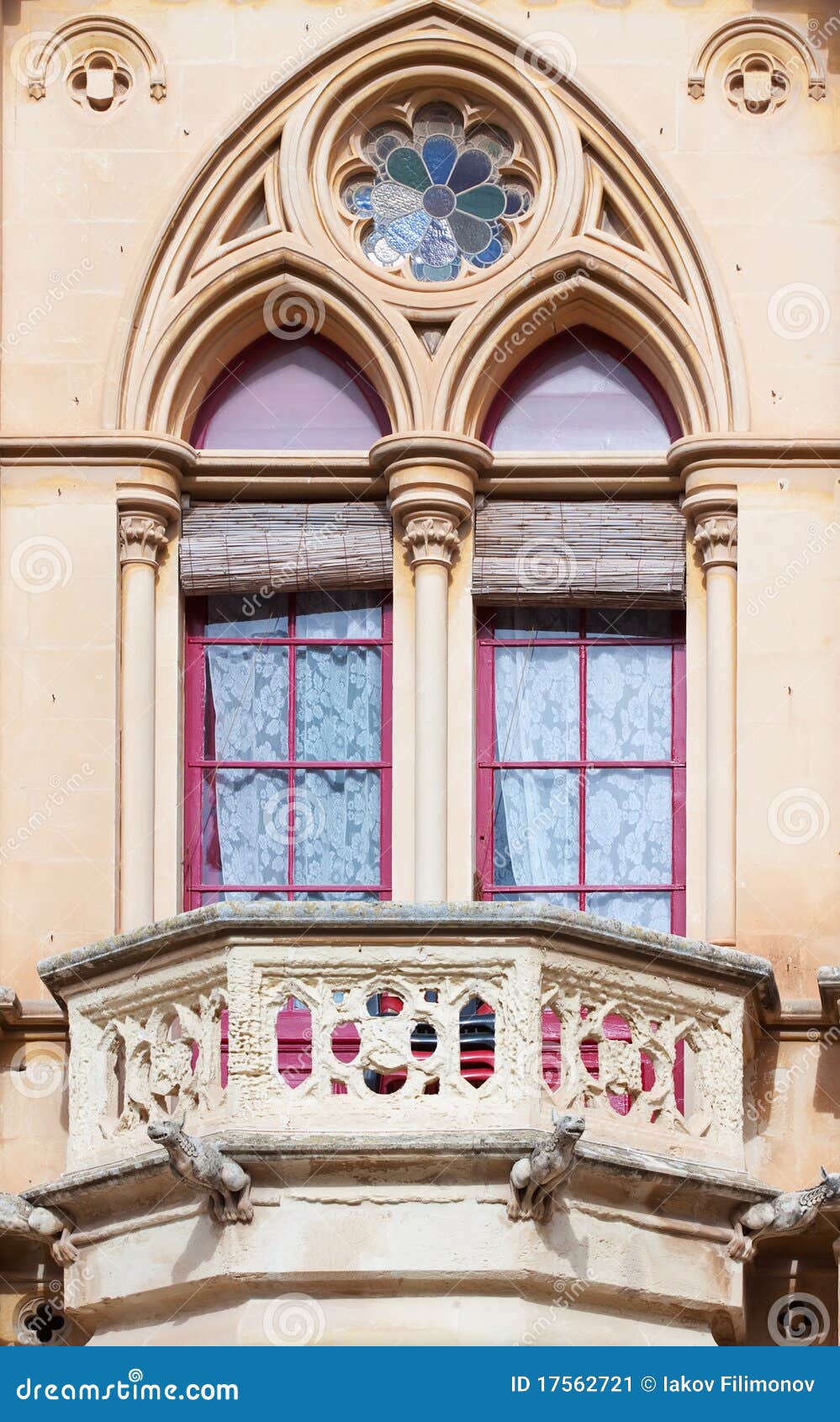 Window of Neogothic house stock image. Image of mdina - 17562721