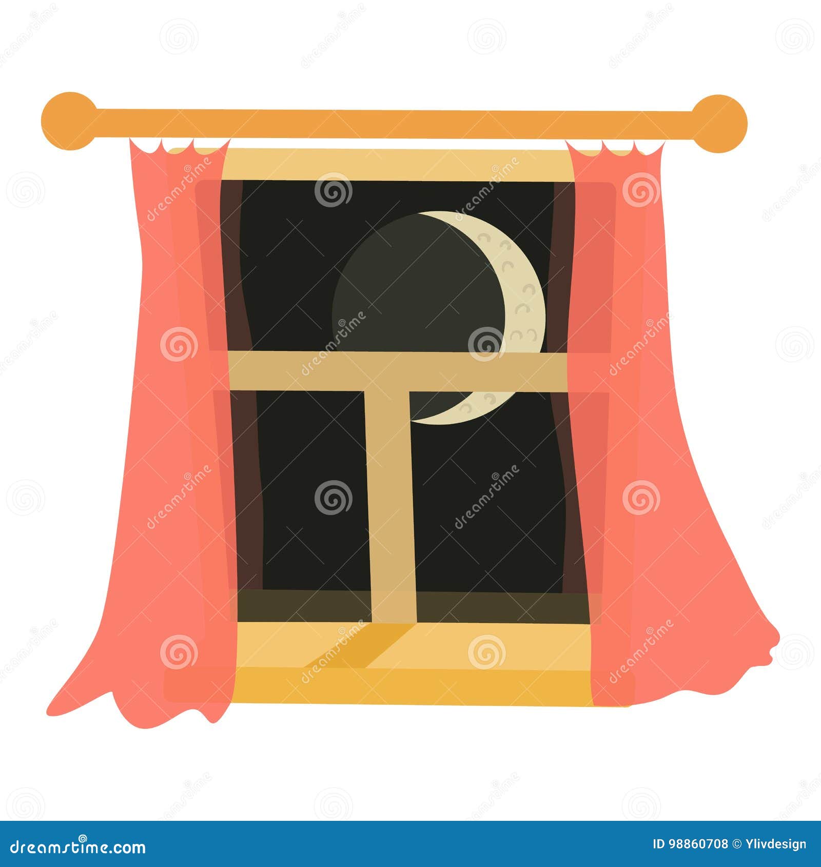 Window Night Icon, Cartoon Style Stock Vector - Illustration of ...